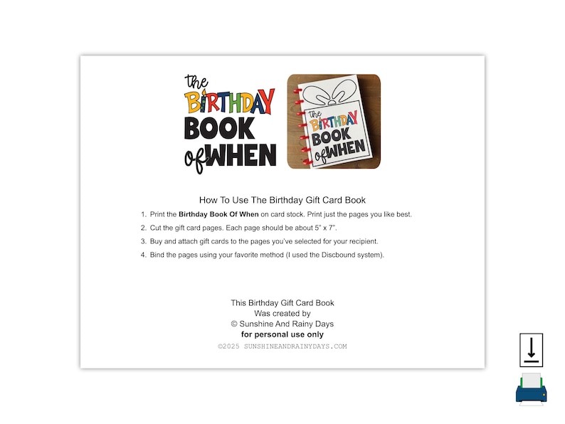 Birthday Gift Card Book • Printable Gift Card Book • Gift for Young ...