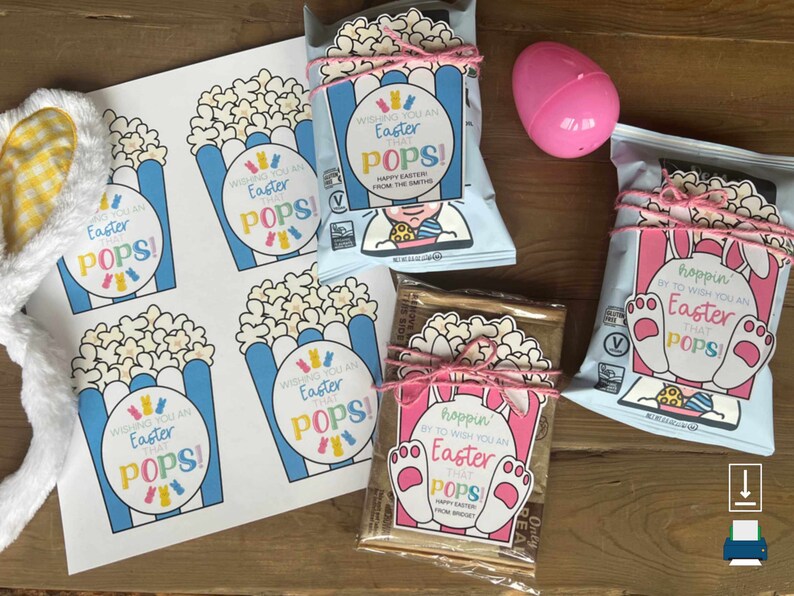 Fillable Easter Popcorn Tag • Printable Microwave Popcorn Tag ...