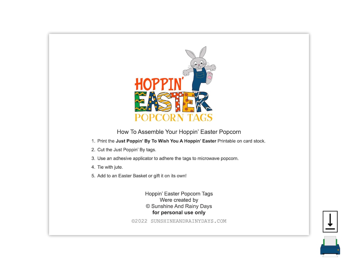 Easter Popcorn Tag • Just Poppin' by to Wish You A Hoppin' Easter ...