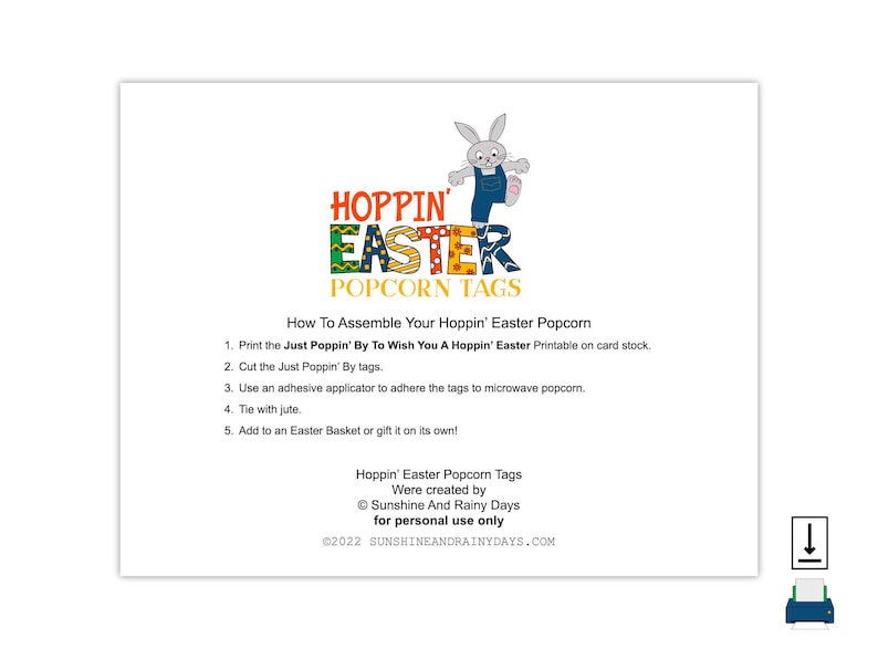 Easter Popcorn Tag • Just Poppin' by to Wish You A Hoppin' Easter ...