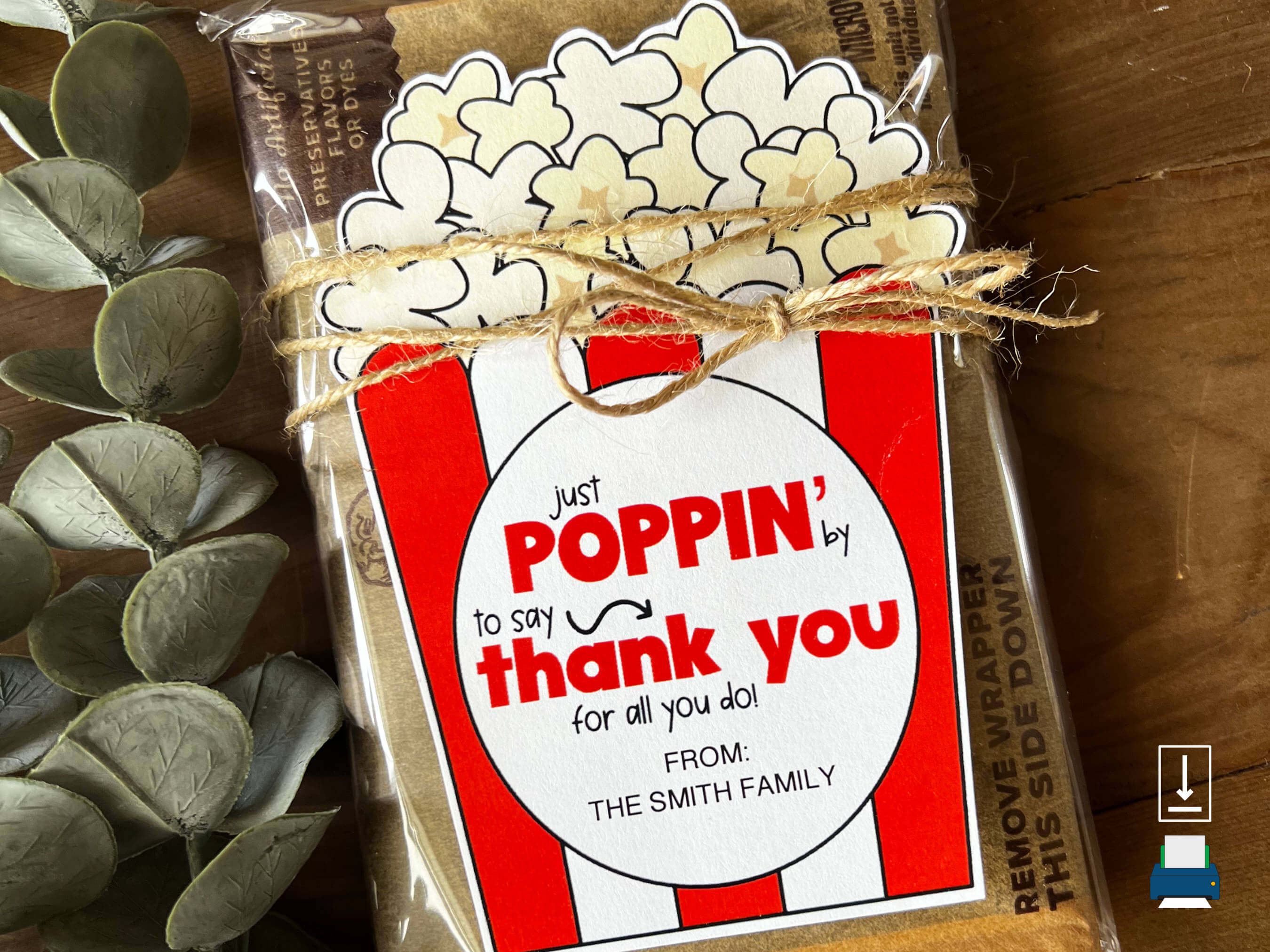 Fillable Appreciation Popcorn Tags • Thank You Popcorn Tags • Just ...
