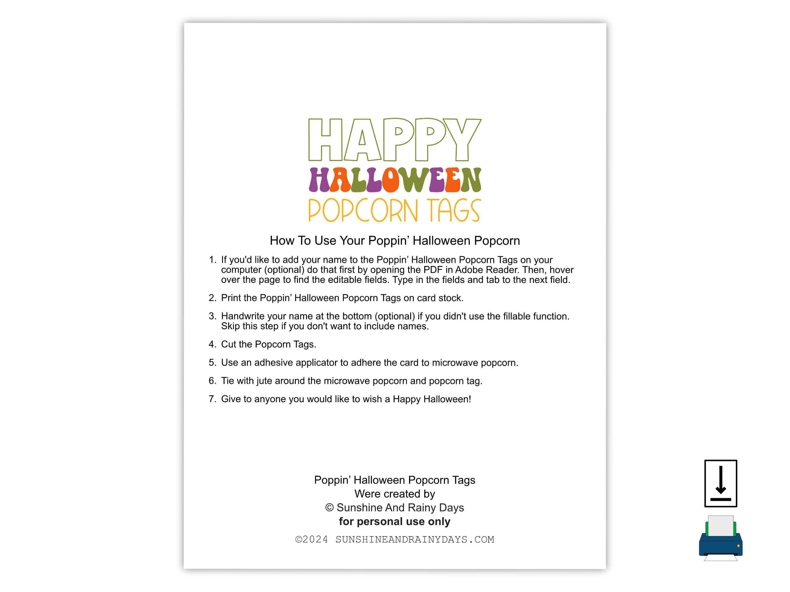Just Poppin' by to Wish You A Happy Halloween Popcorn Tag Halloween ...