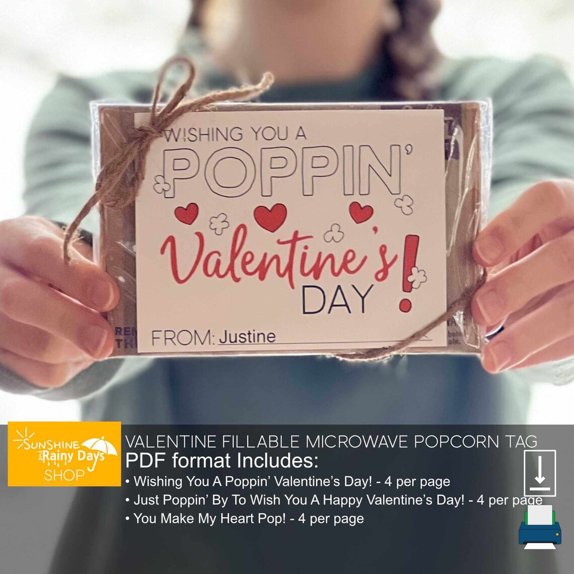 Valentine Popcorn Tag Popcorn Printables Printable Microwave Popcorn ...