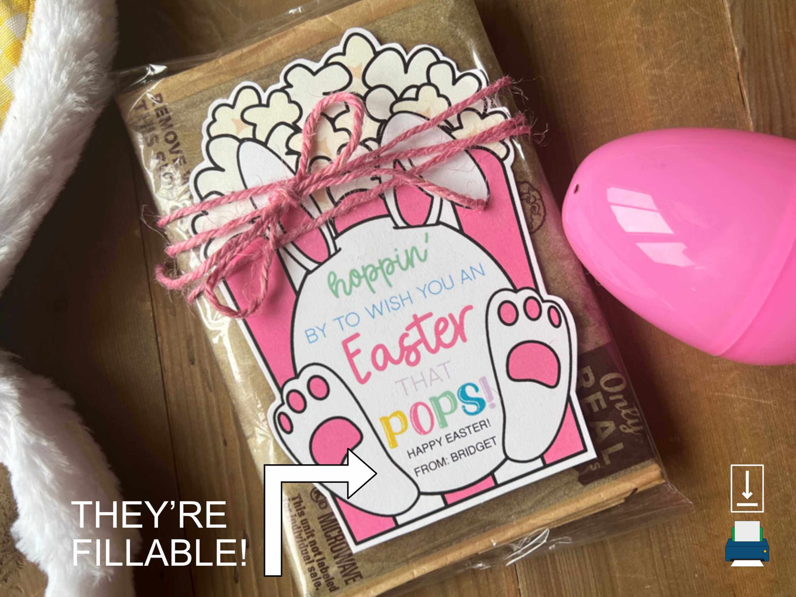 Fillable Easter Popcorn Tag Printable Microwave Popcorn Tag ...