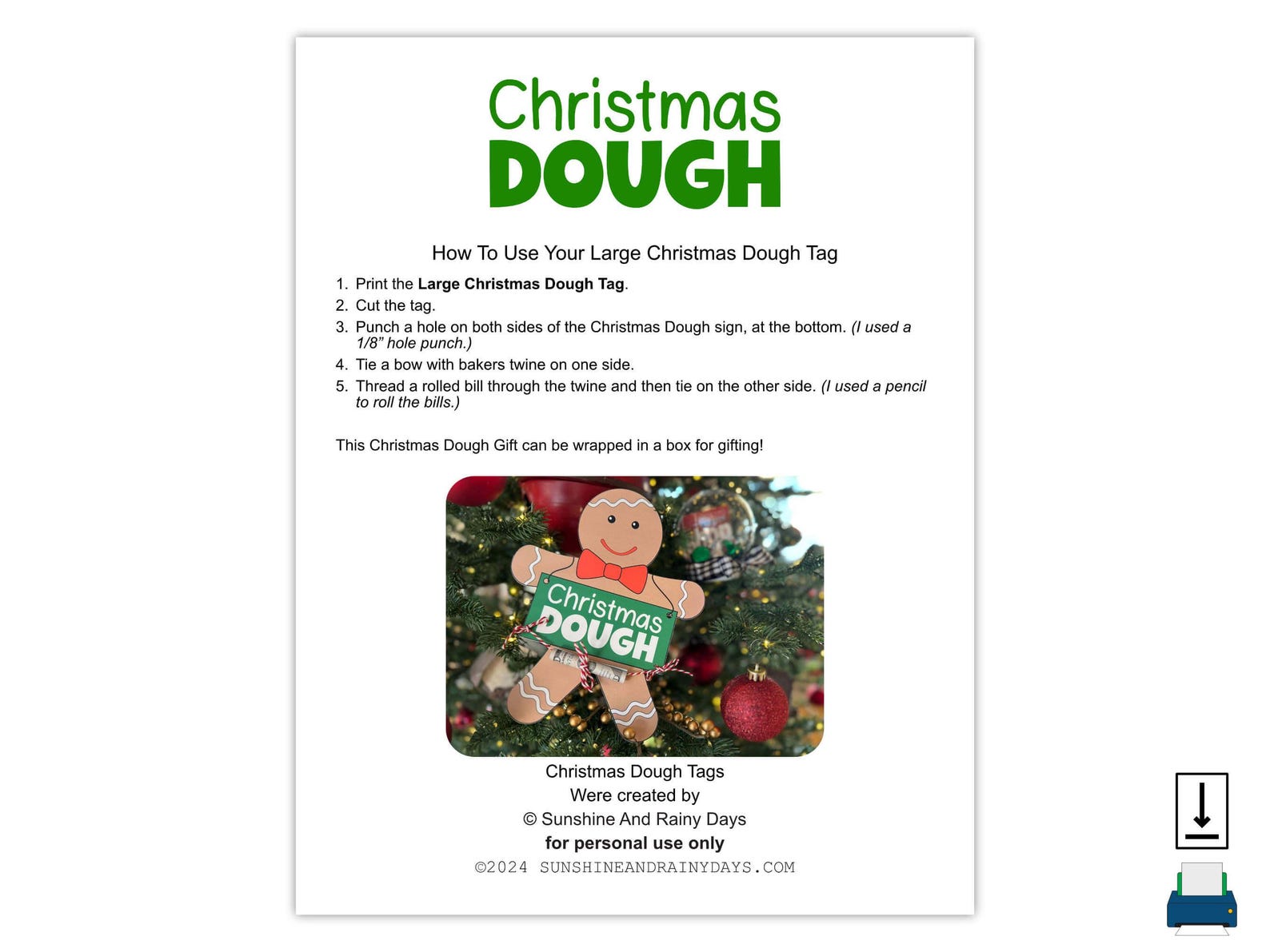Printable Christmas Dough Tags and Baggie Toppers • Christmas Money ...