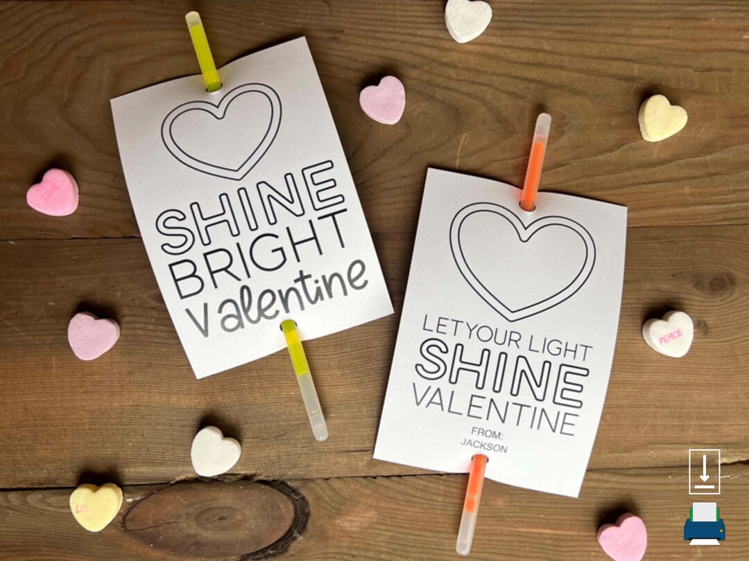 Glow Stick Valentine Tag • Printable Glow Stick Valentine ...
