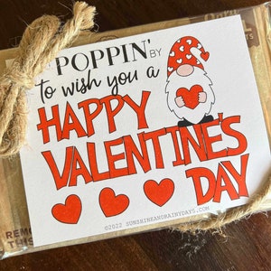 Gnome Valentine Popcorn Tag Printable Microwave Popcorn Tags Just ...