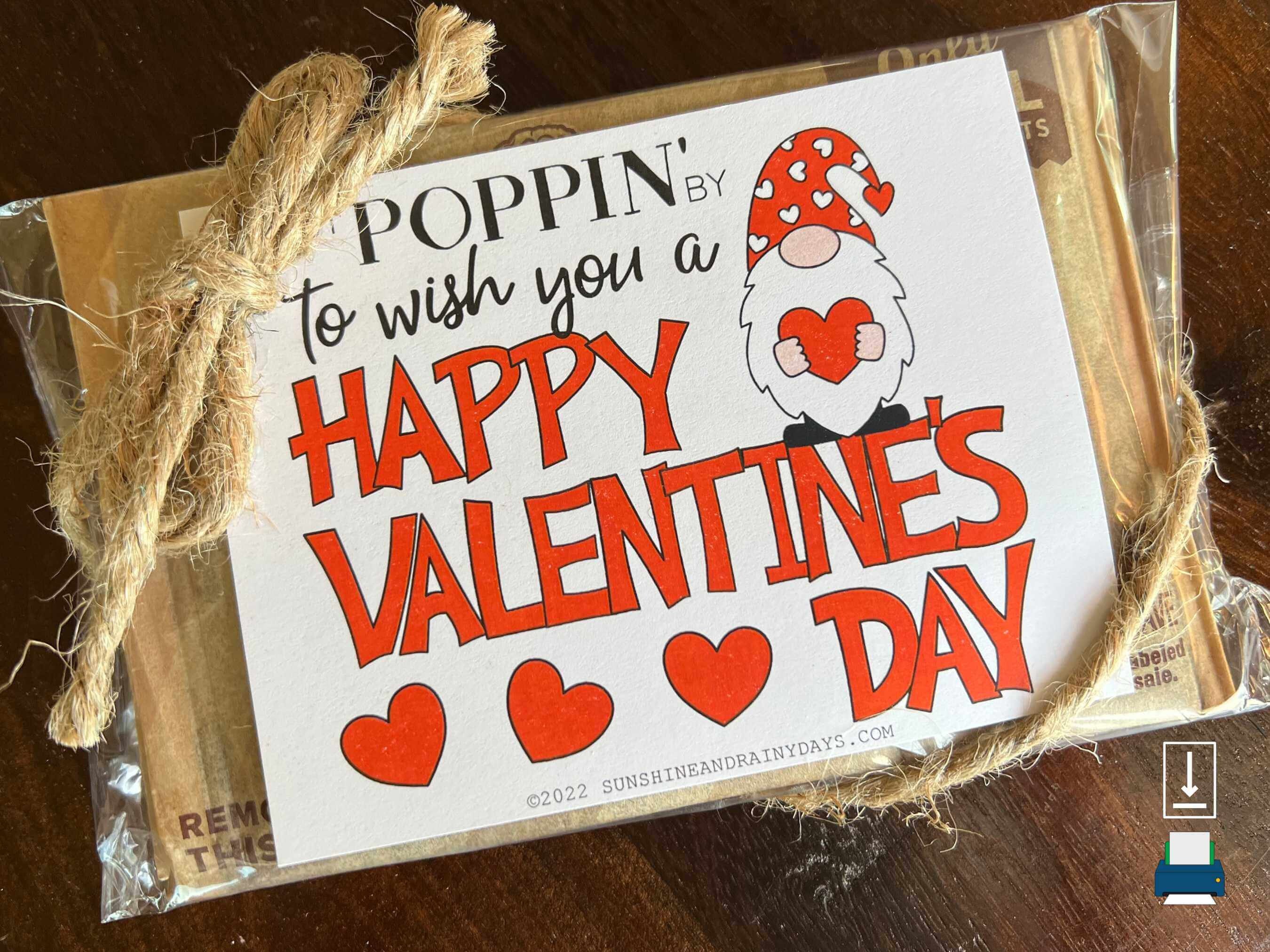 Gnome Valentine Popcorn Tag Printable Microwave Popcorn Tags Just ...