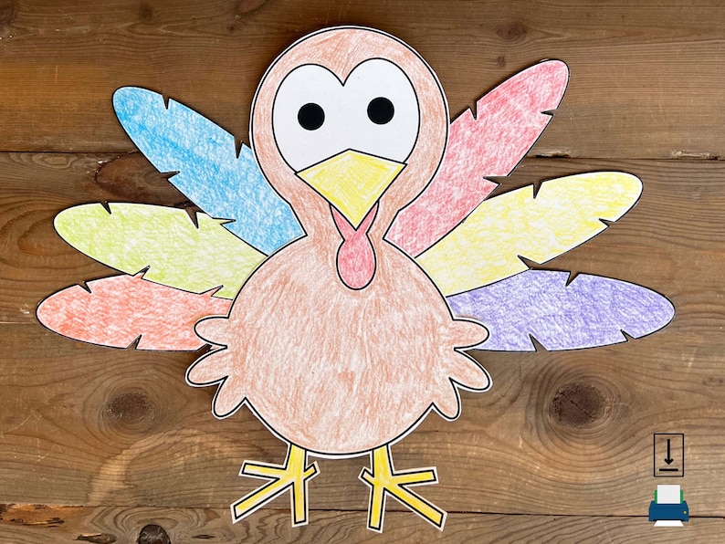 Printable Turkey Coloring Activity Make Your Own Turkey DIY Paper ...