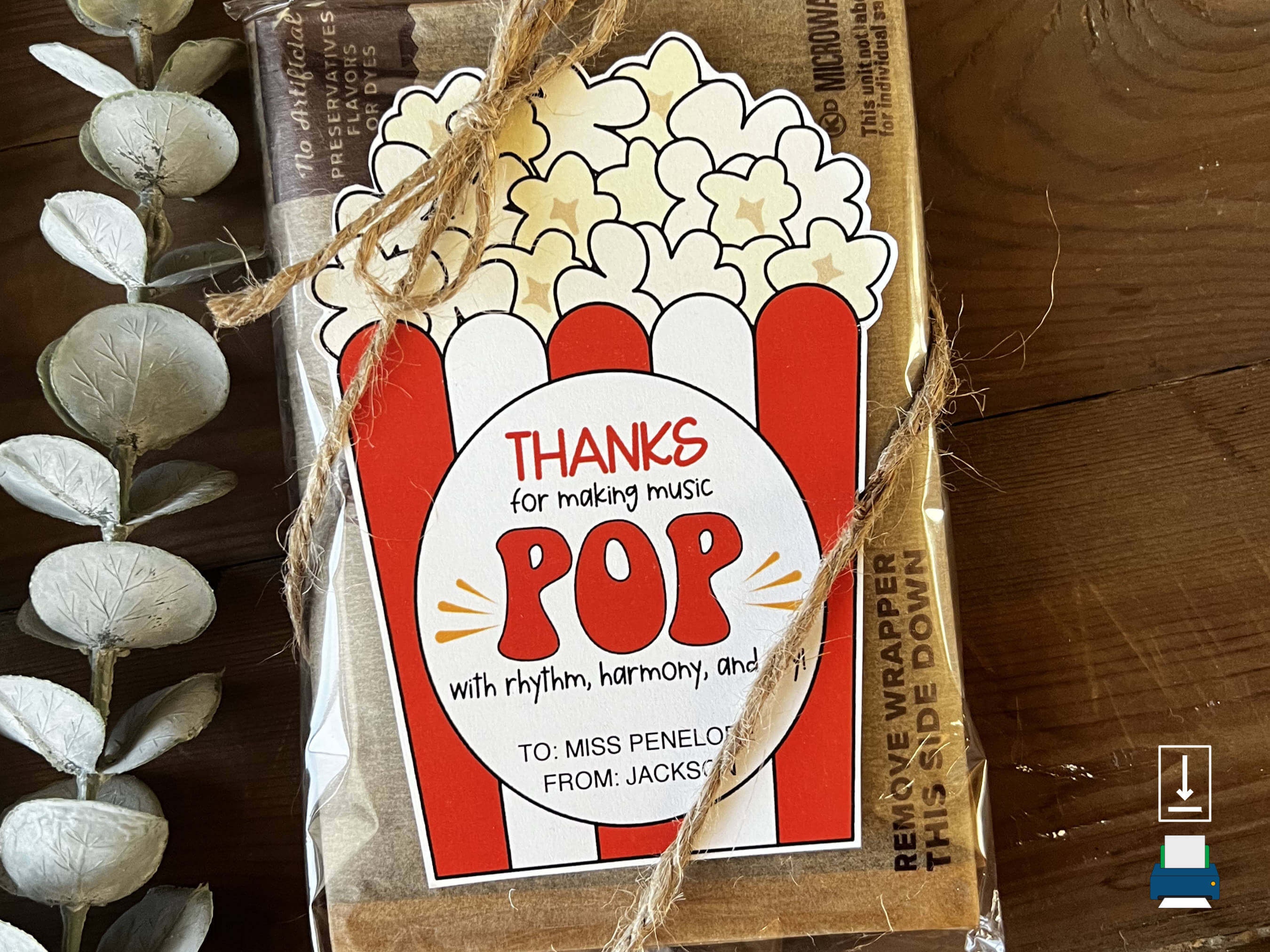 Fillable Teacher Appreciation Popcorn Tags • Printable Microwave ...