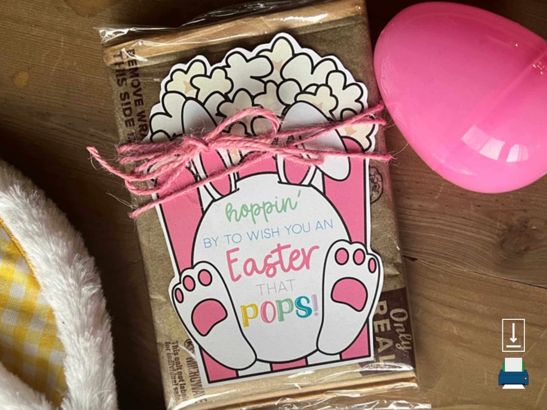 Fillable Easter Popcorn Tag • Printable Microwave Popcorn Tag ...