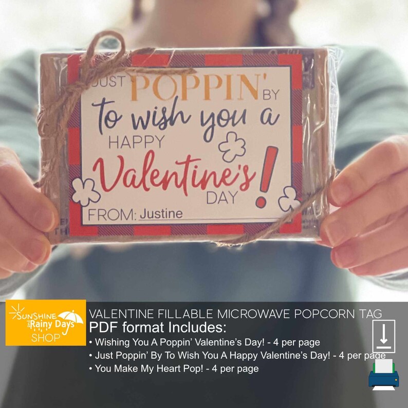 Valentine Popcorn Tag Popcorn Printables Printable Microwave Popcorn ...