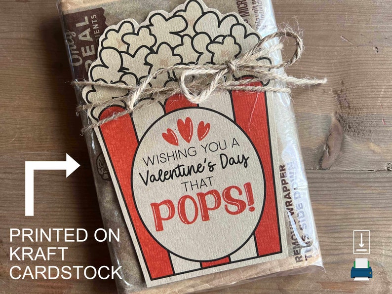 Fillable Valentine's Day Popcorn Tag • Printable Microwave Popcorn Tags ...