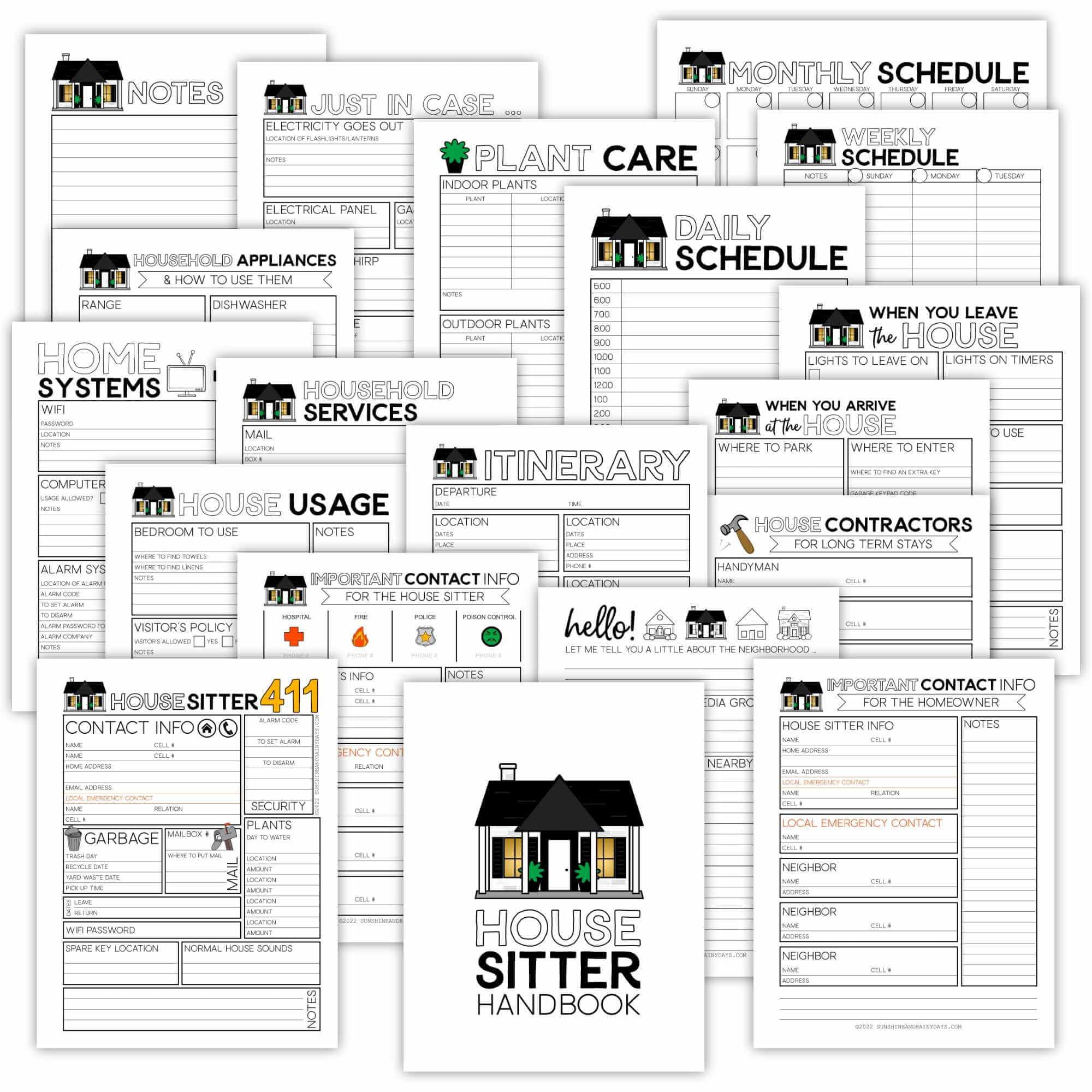 Fillable House Sitter Planner • House Sitter Info • House Sitter ...