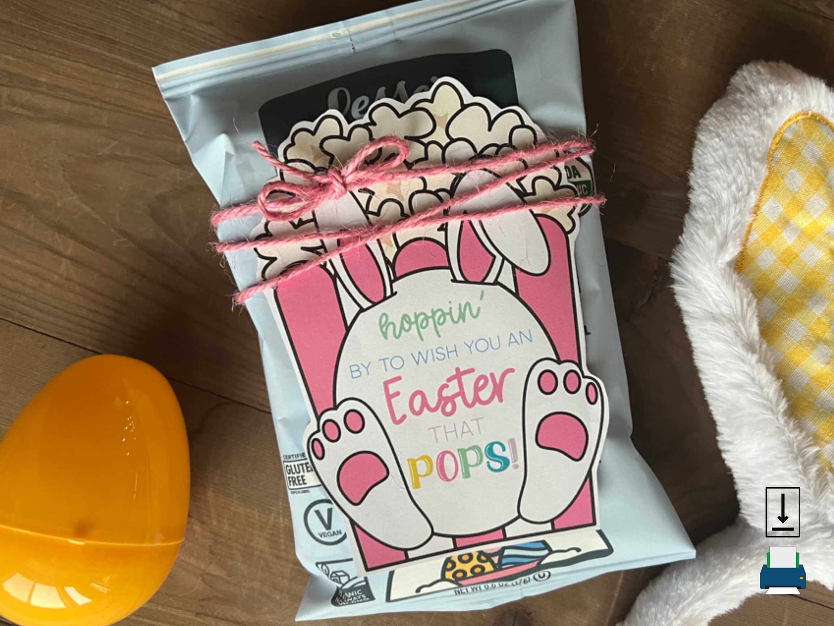 Fillable Easter Popcorn Tag Printable Microwave Popcorn Tag ...