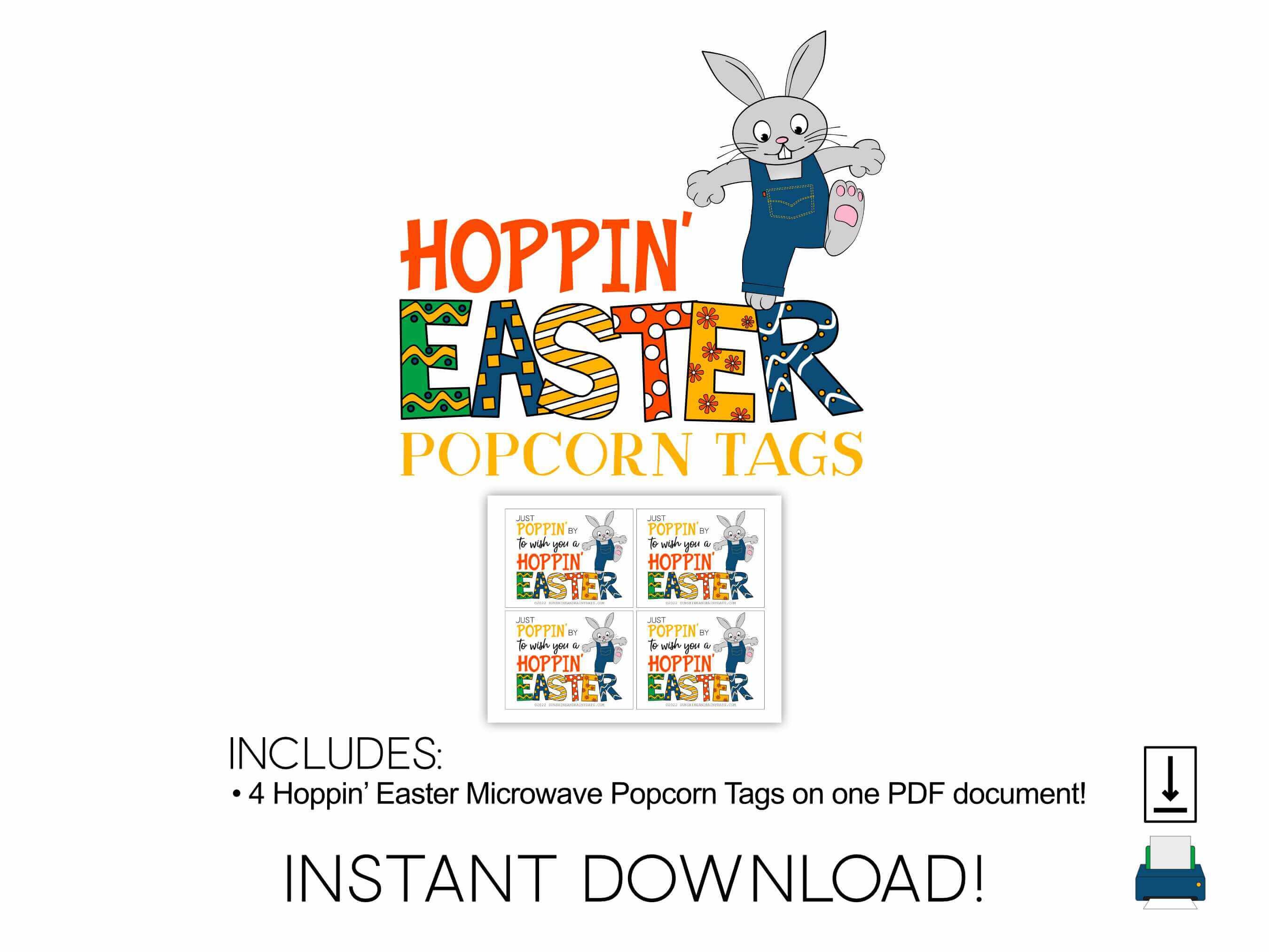 Easter Popcorn Tag Just Poppin' by to Wish You A Hoppin' Easter Hoppin ...