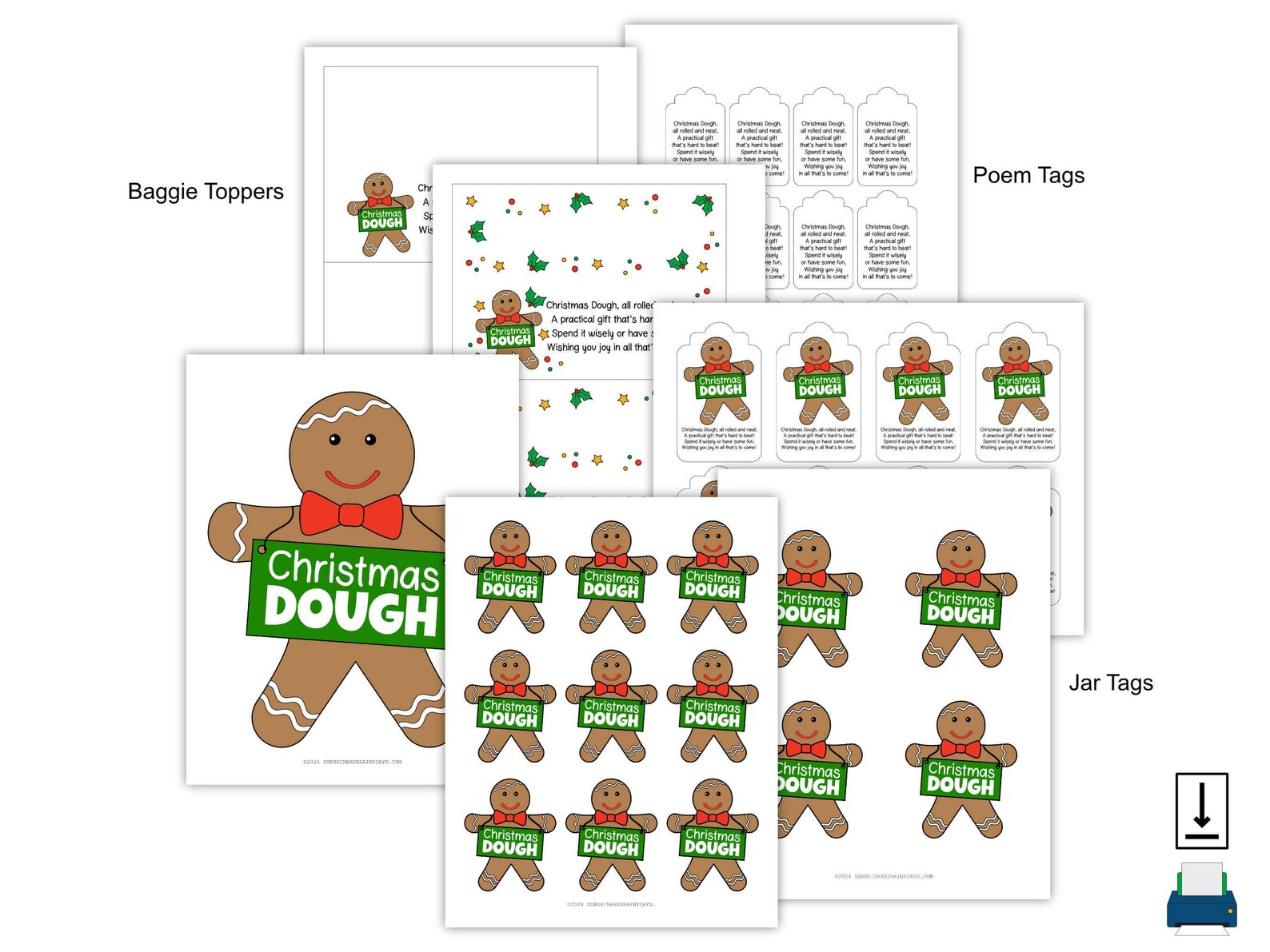 Printable Christmas Dough Tags and Baggie Toppers • Christmas Money ...