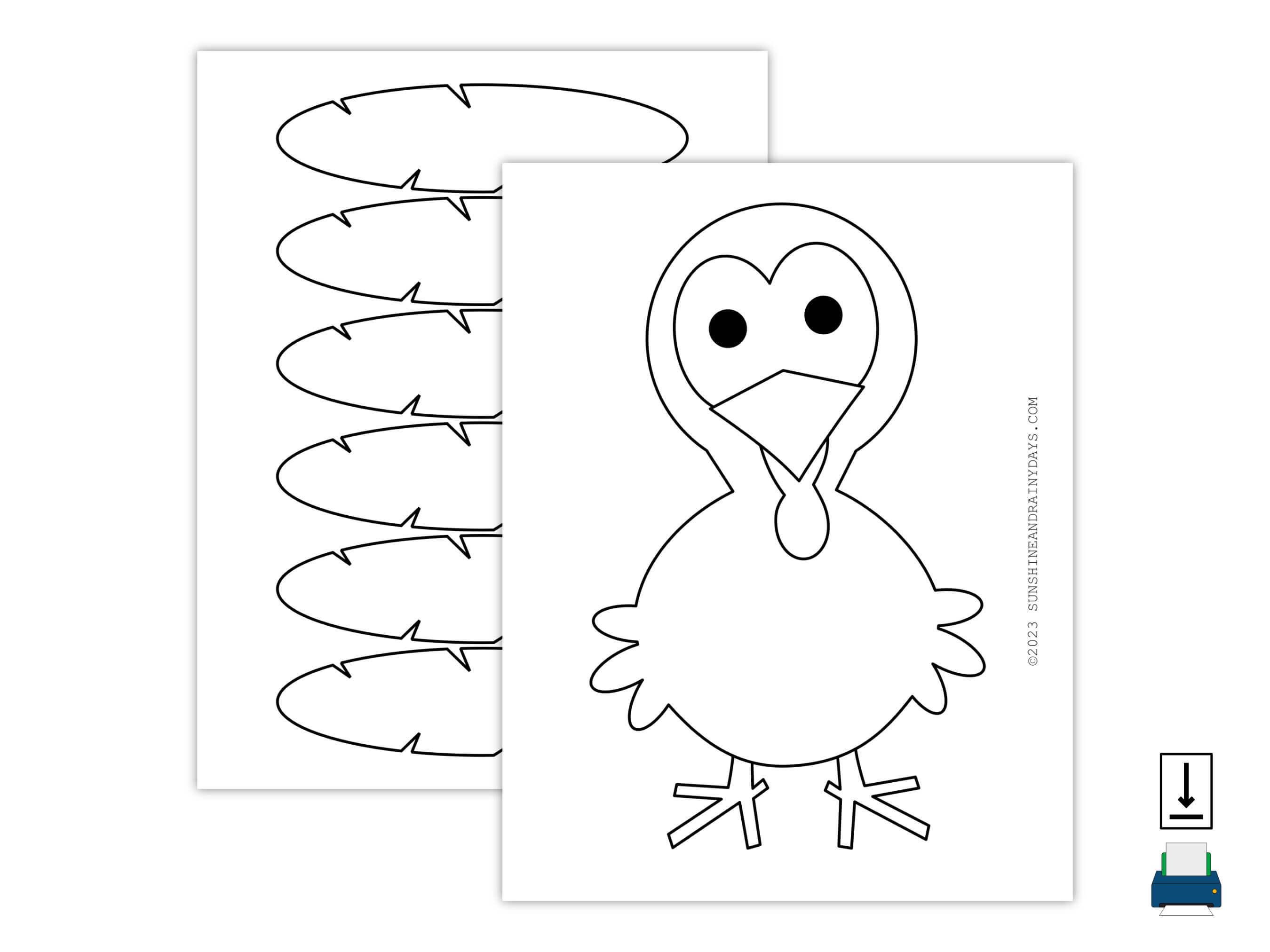 Printable Turkey Coloring Activity Make Your Own Turkey DIY Paper ...