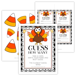 Guess How Many Thanksgiving Game • Guess How Many Sign • Candy Corn ...