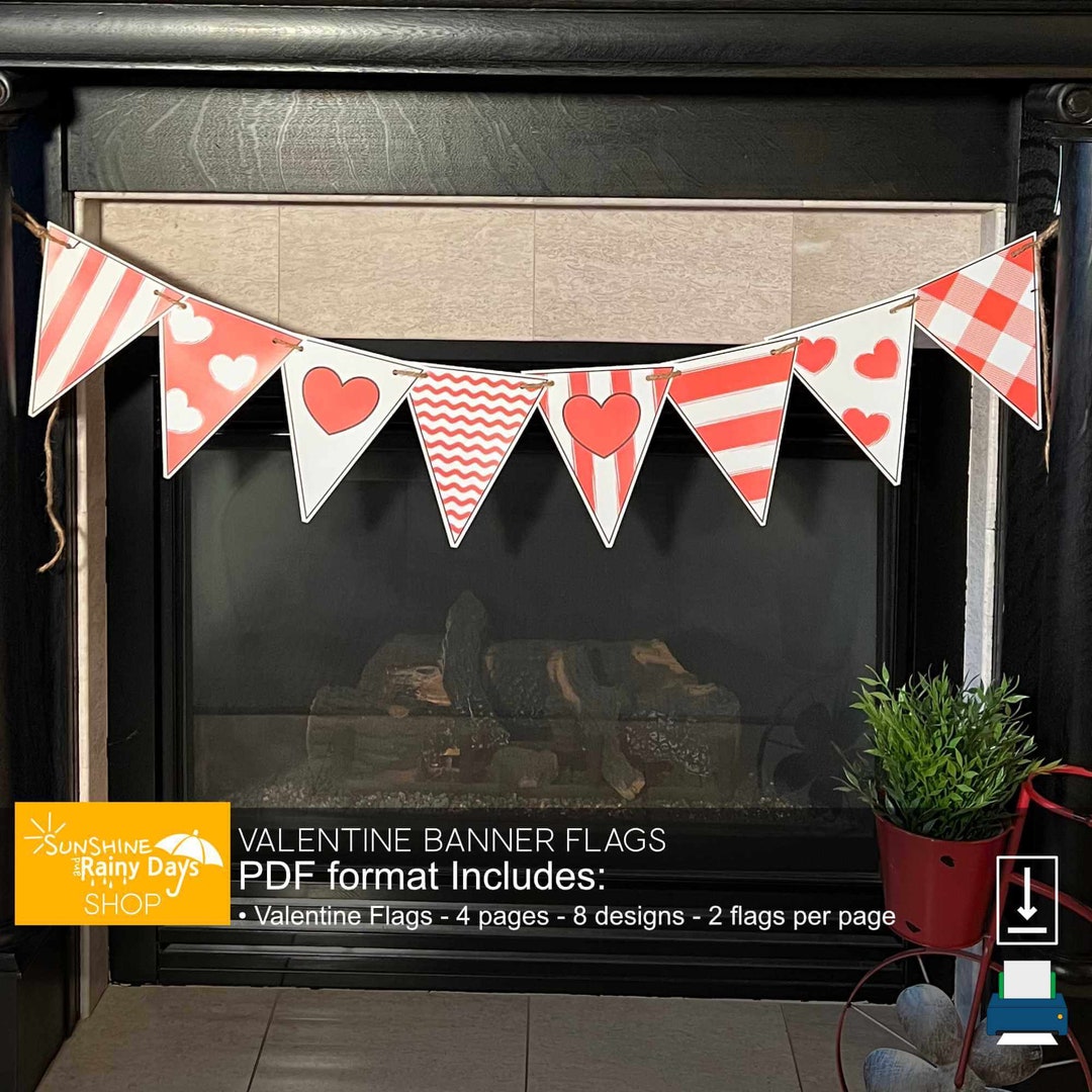 Happy Valentine's Day Banner Printable Valentine Banner - Etsy