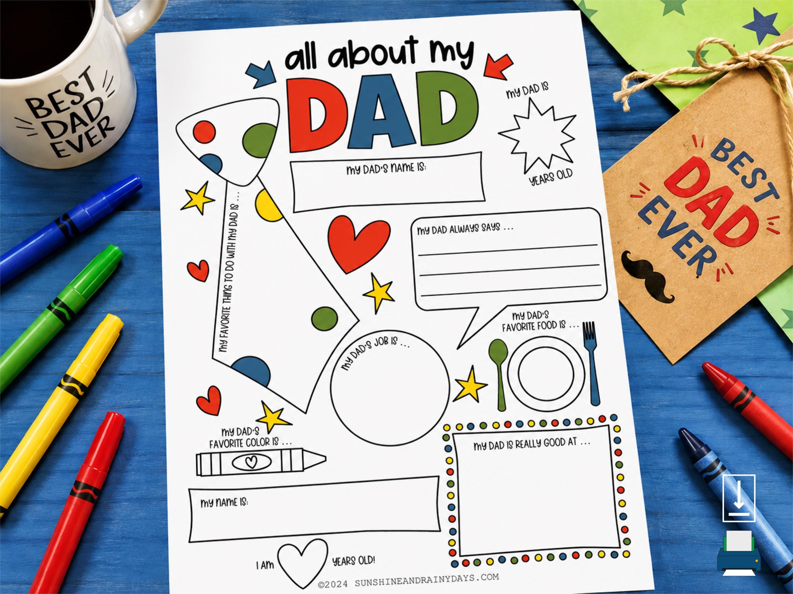 All About My Dad Father's Day Coloring Page Printable for Kids • Kids ...