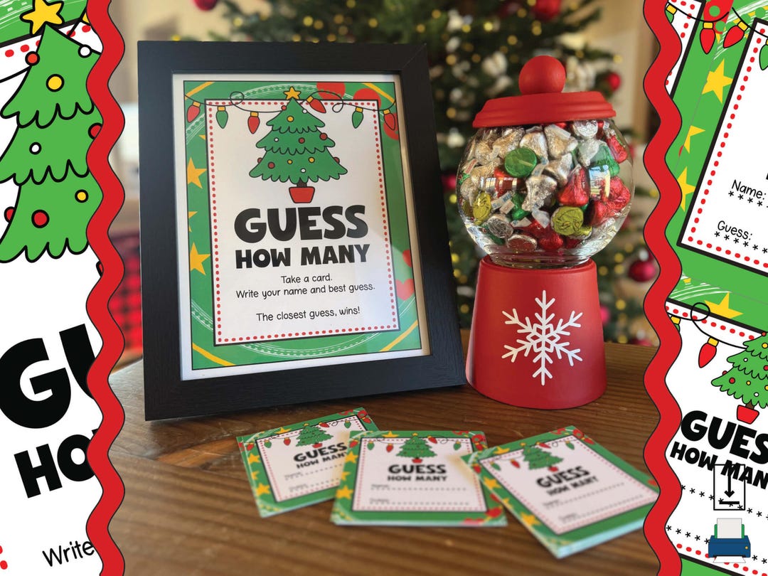 Guess How Many Christmas Party Game Printables • Christmas Candy Game ...