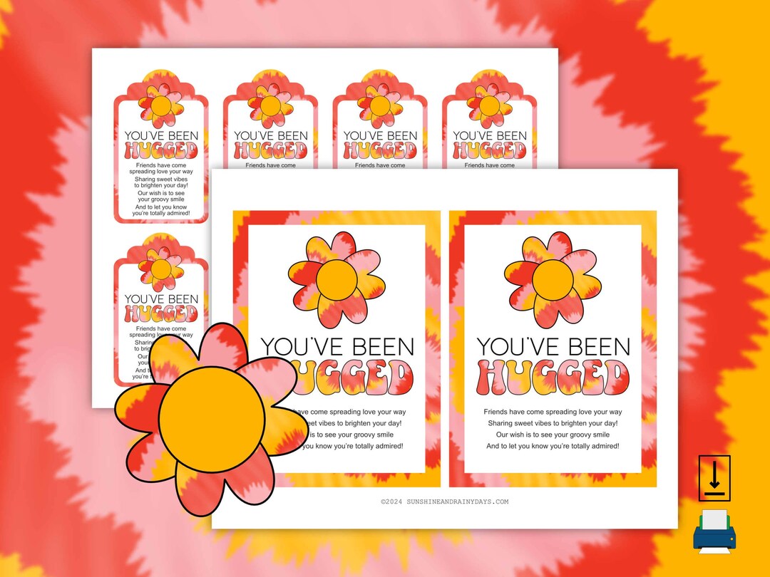 Groovy You've Been Hugged Printable Tags • Groovy Valentine Gift Idea ...
