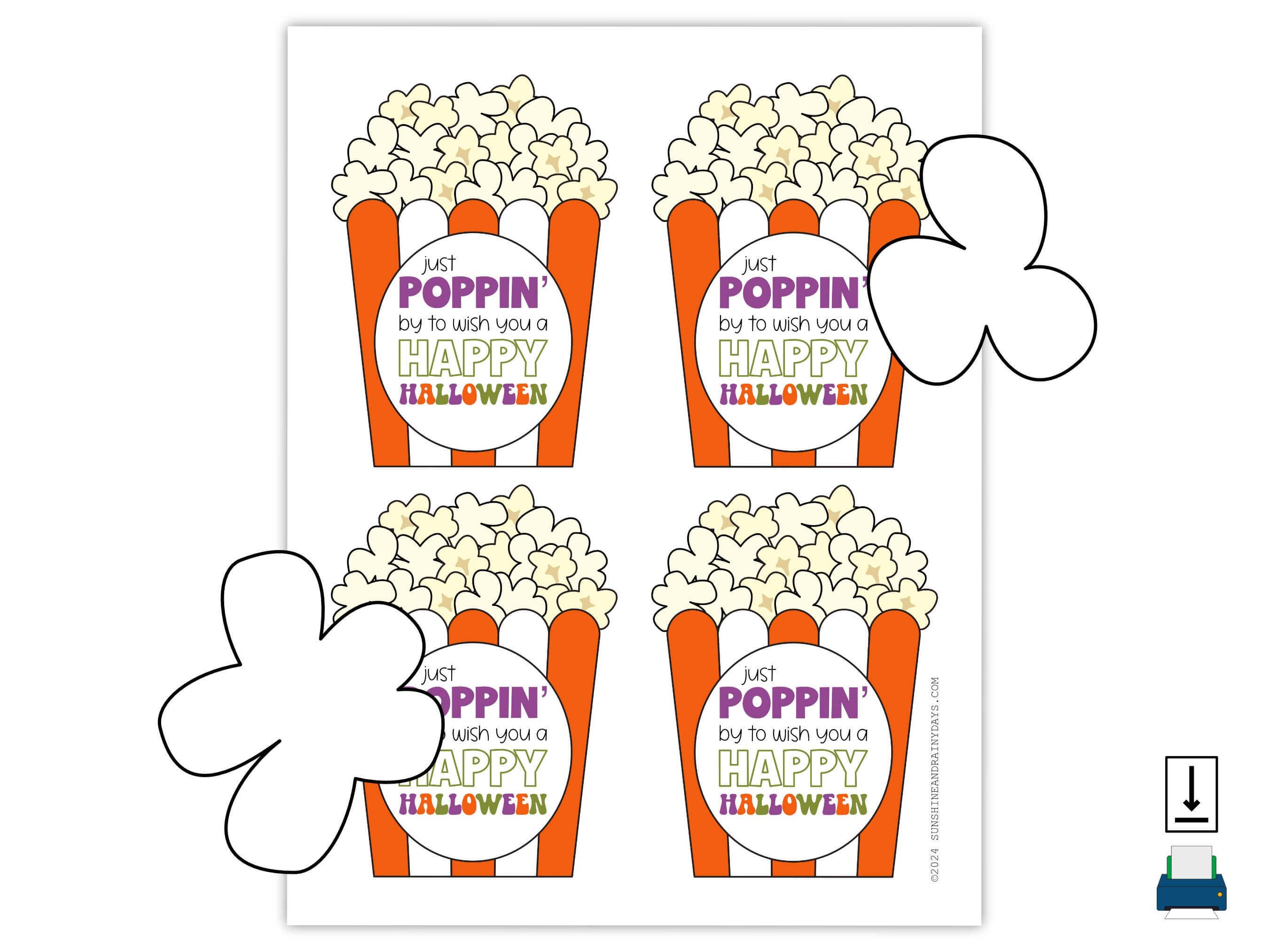 Just Poppin' by to Wish You A Happy Halloween Popcorn Tag • Halloween ...