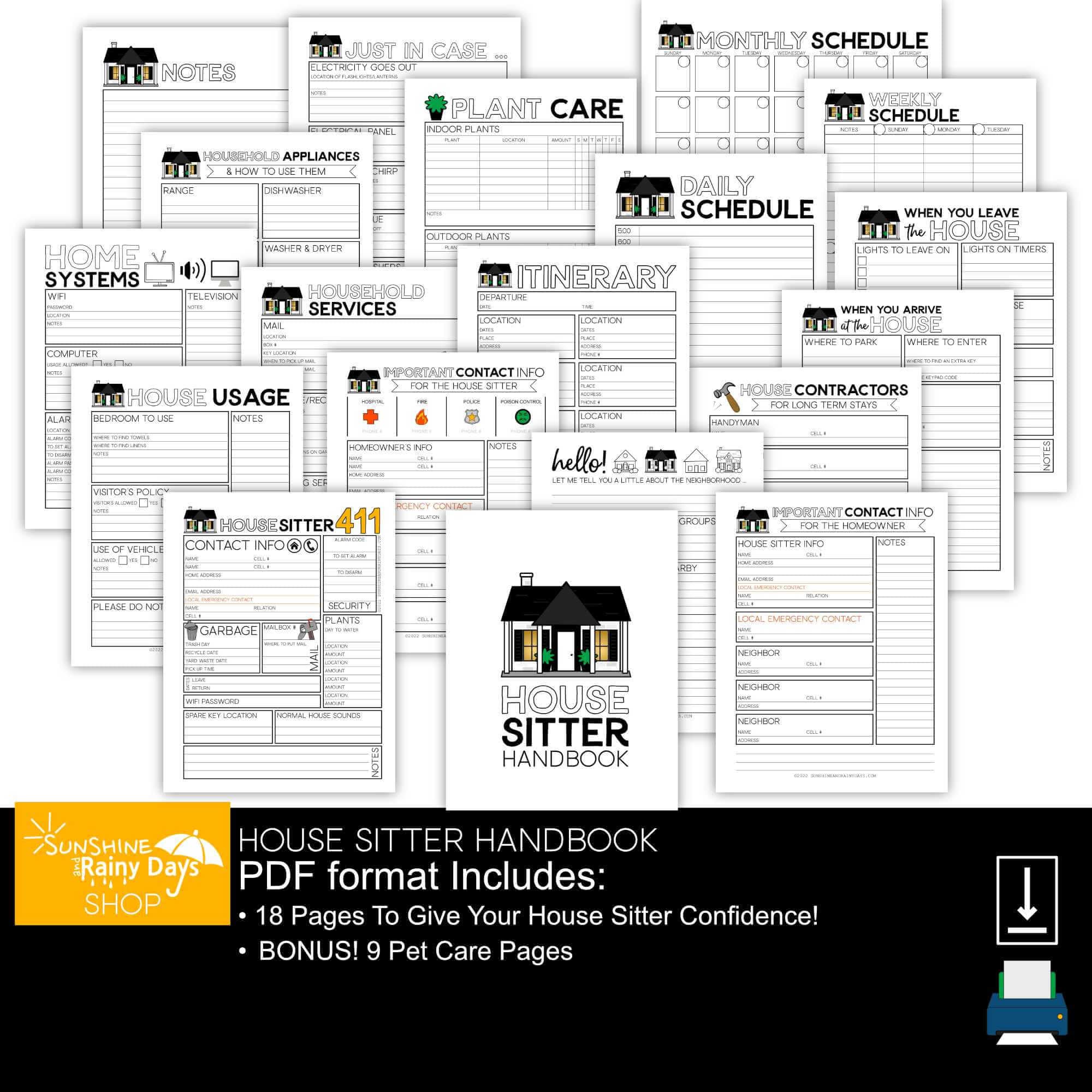 Fillable House Sitter Planner • House Sitter Info • House Sitter ...