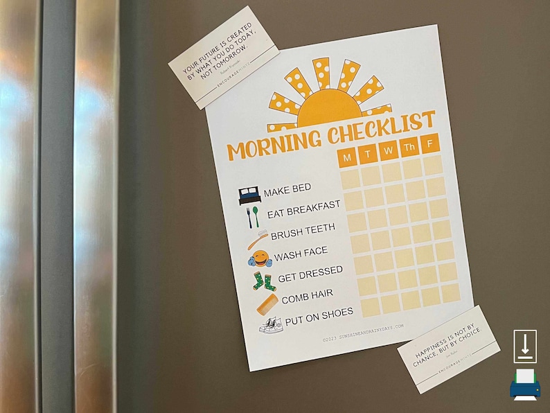 Kids Morning Checklist Morning Checklist for Young Children ...