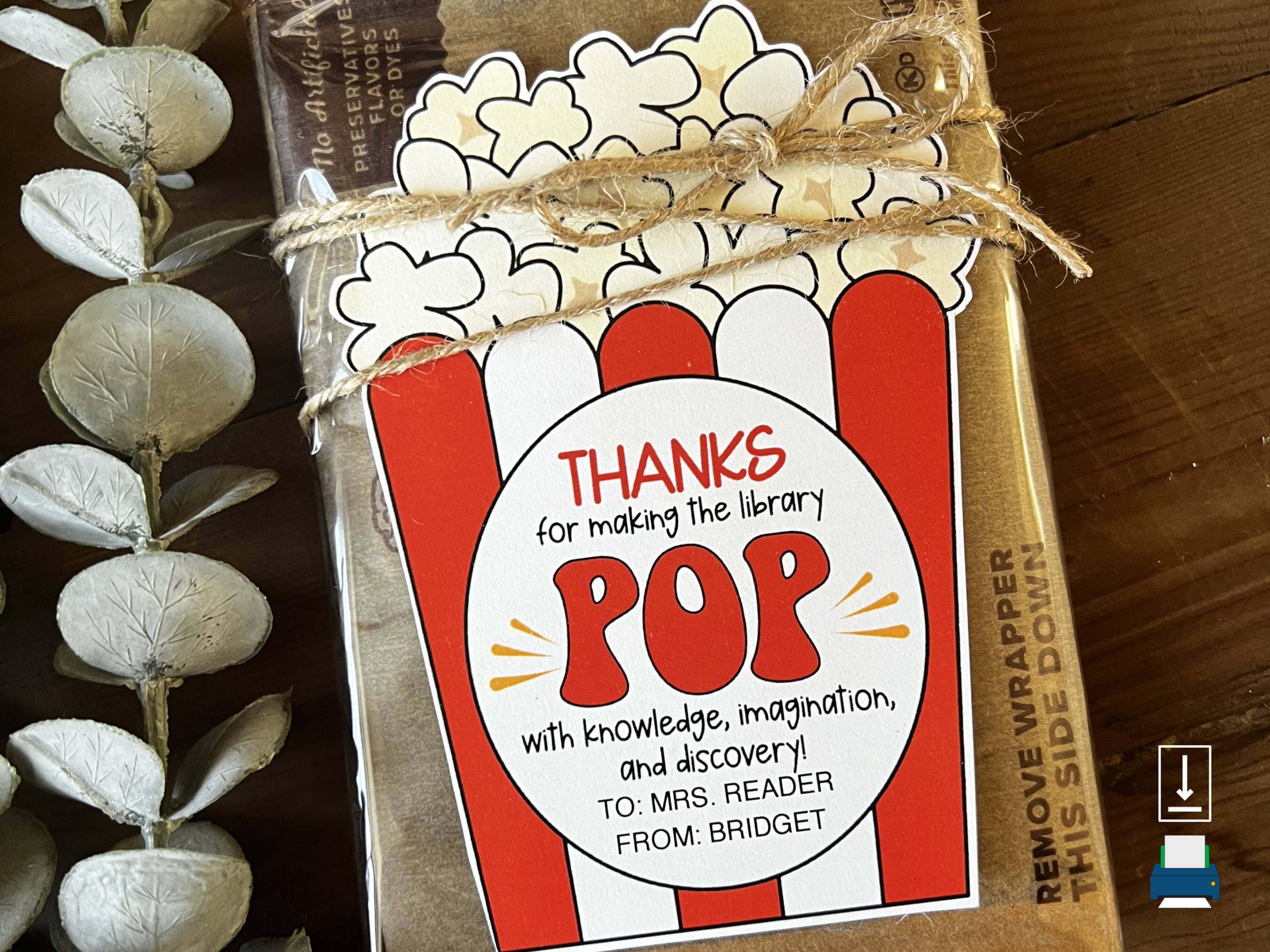 Fillable Teacher Appreciation Popcorn Tags • Printable Microwave ...