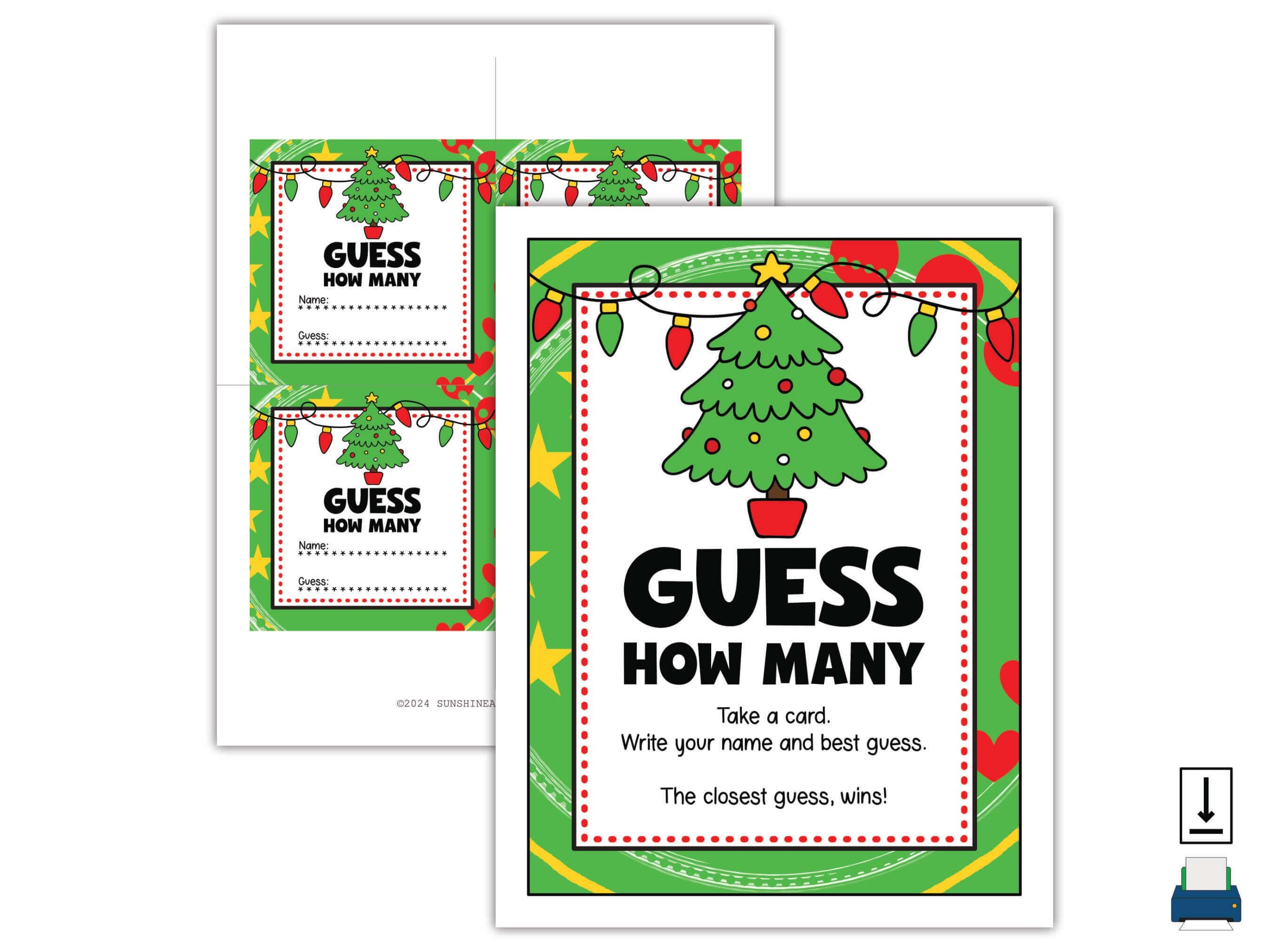 Guess How Many Christmas Party Game Printables • Christmas Candy Game ...