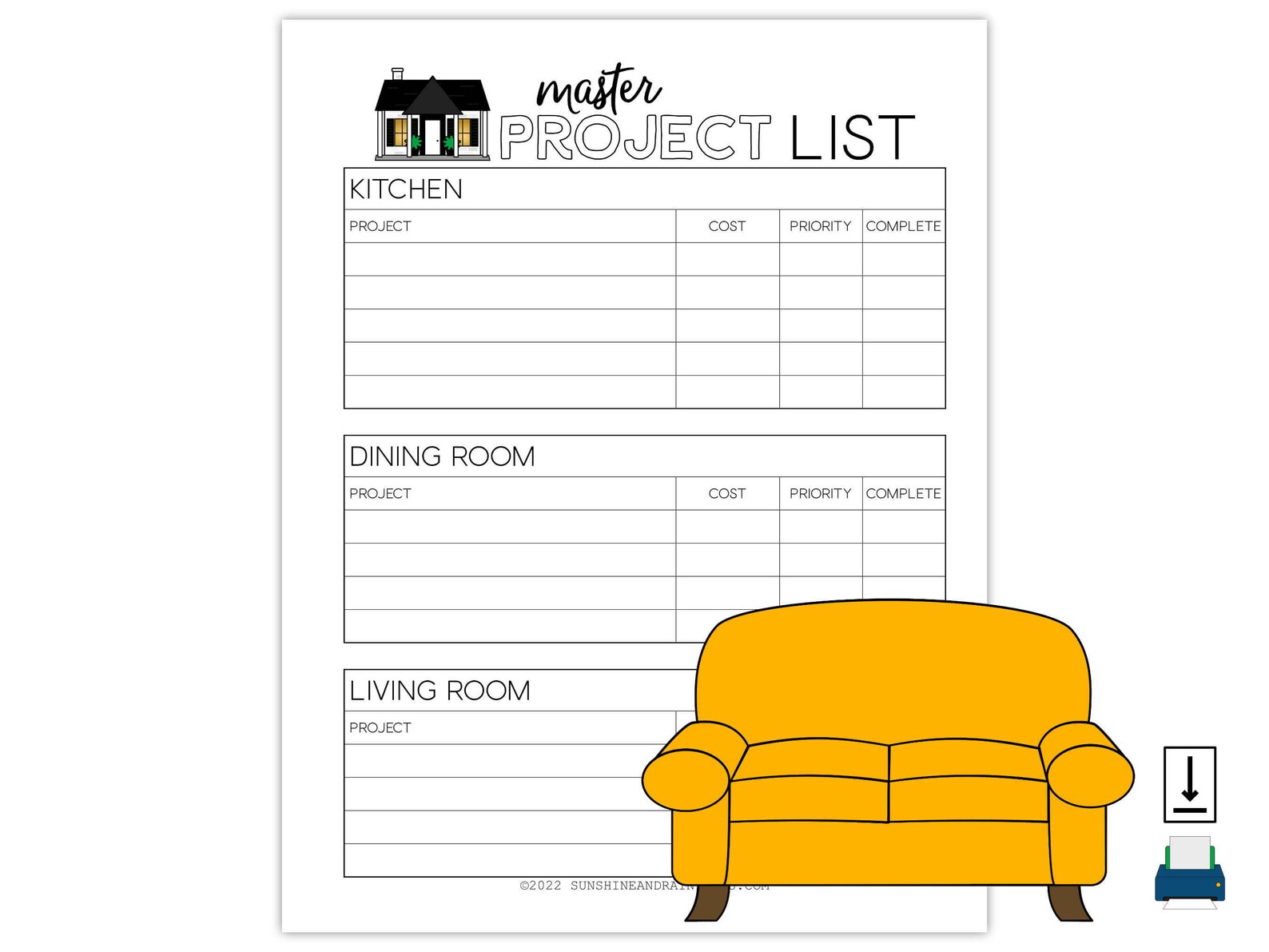 Home Project Planner Printable • Home Renovation Planner • Home ...