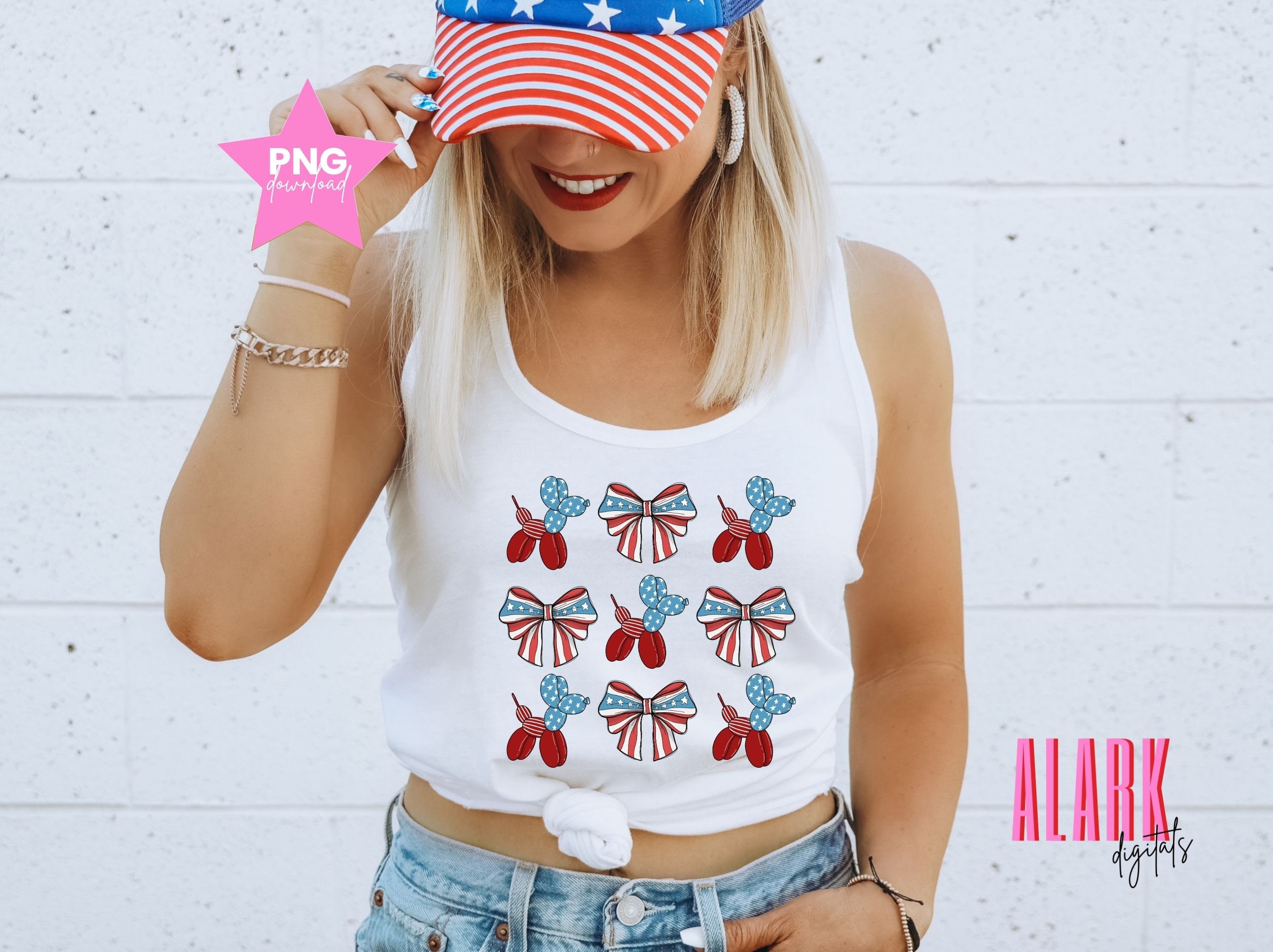 4th of July Balloon Dog PNG 4th of July Coquette Bow PNG Stacked 4th of ...