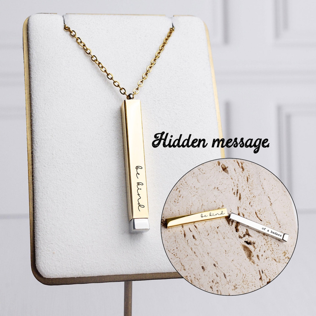 Be Kind Hidden Message Necklace, Be Kind of a Badass Secret Engraved ...
