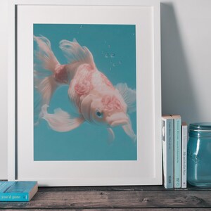 Pink Fish Digital Art Print | Pastel Angel Fish Wall Decor | Soft ...