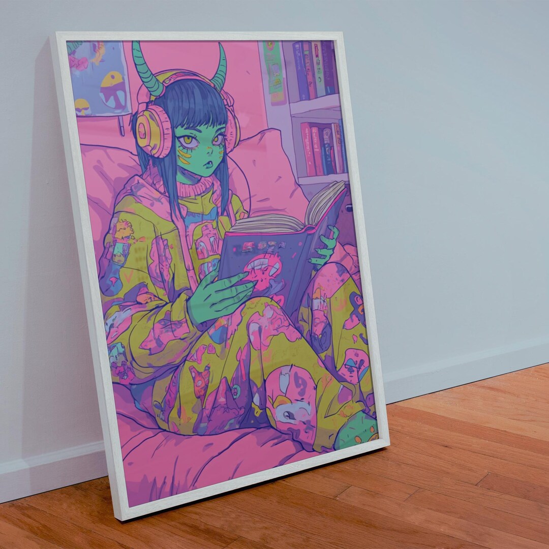 Monster Girl Wall Art | Anime Aesthetic Printable | Vaporwave Bedroom ...