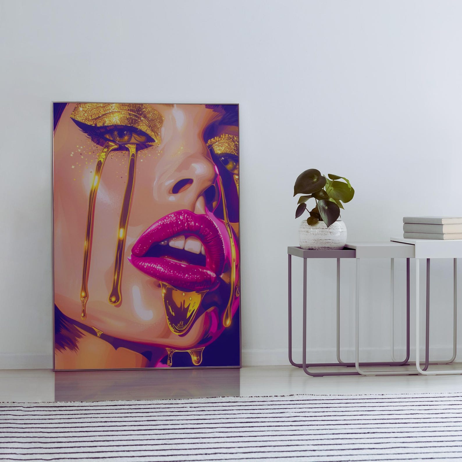 Gold Drip Pop Art Print | Bold Woman Portrait Wall Art | High ...