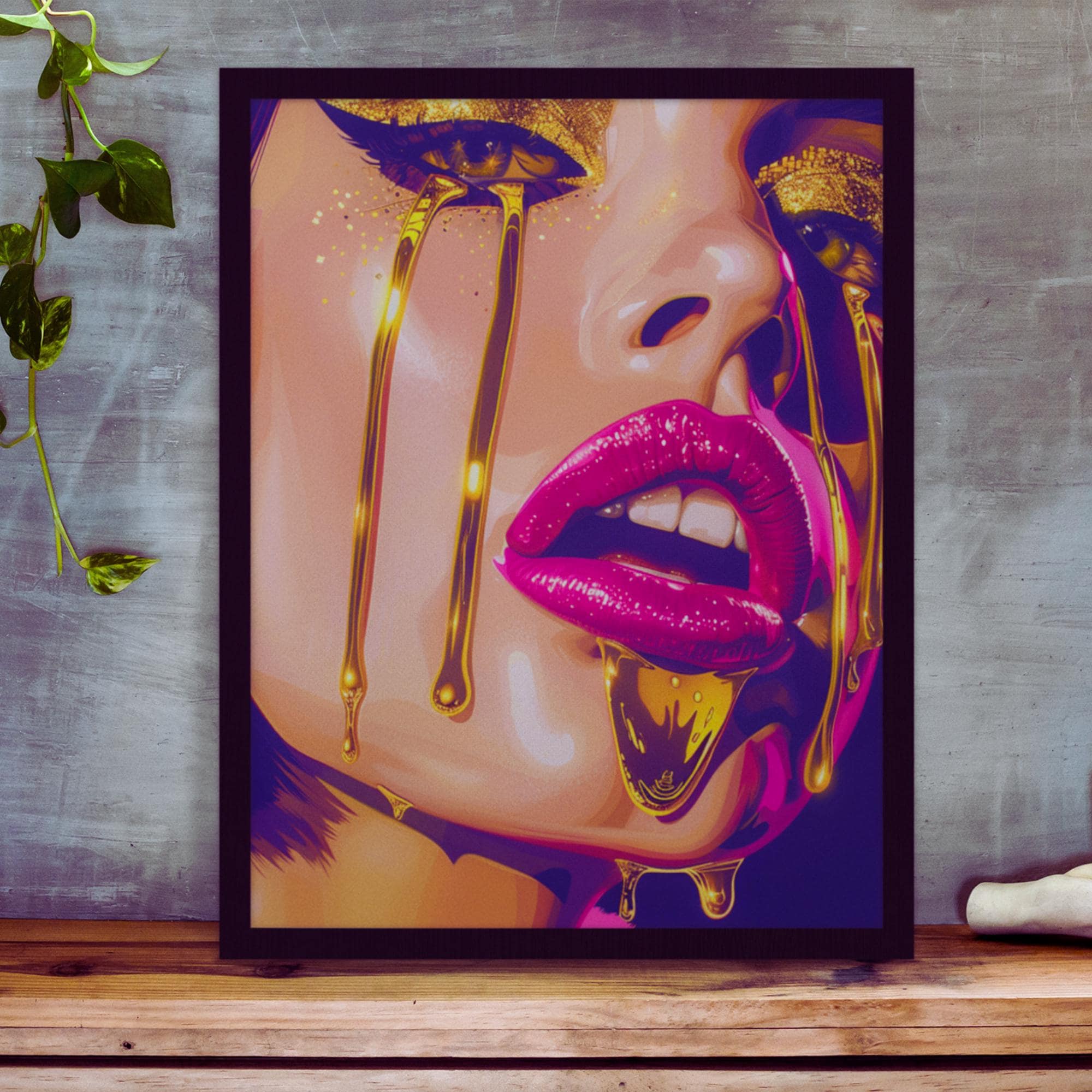 Gold Drip Pop Art Print | Bold Woman Portrait Wall Art | High ...