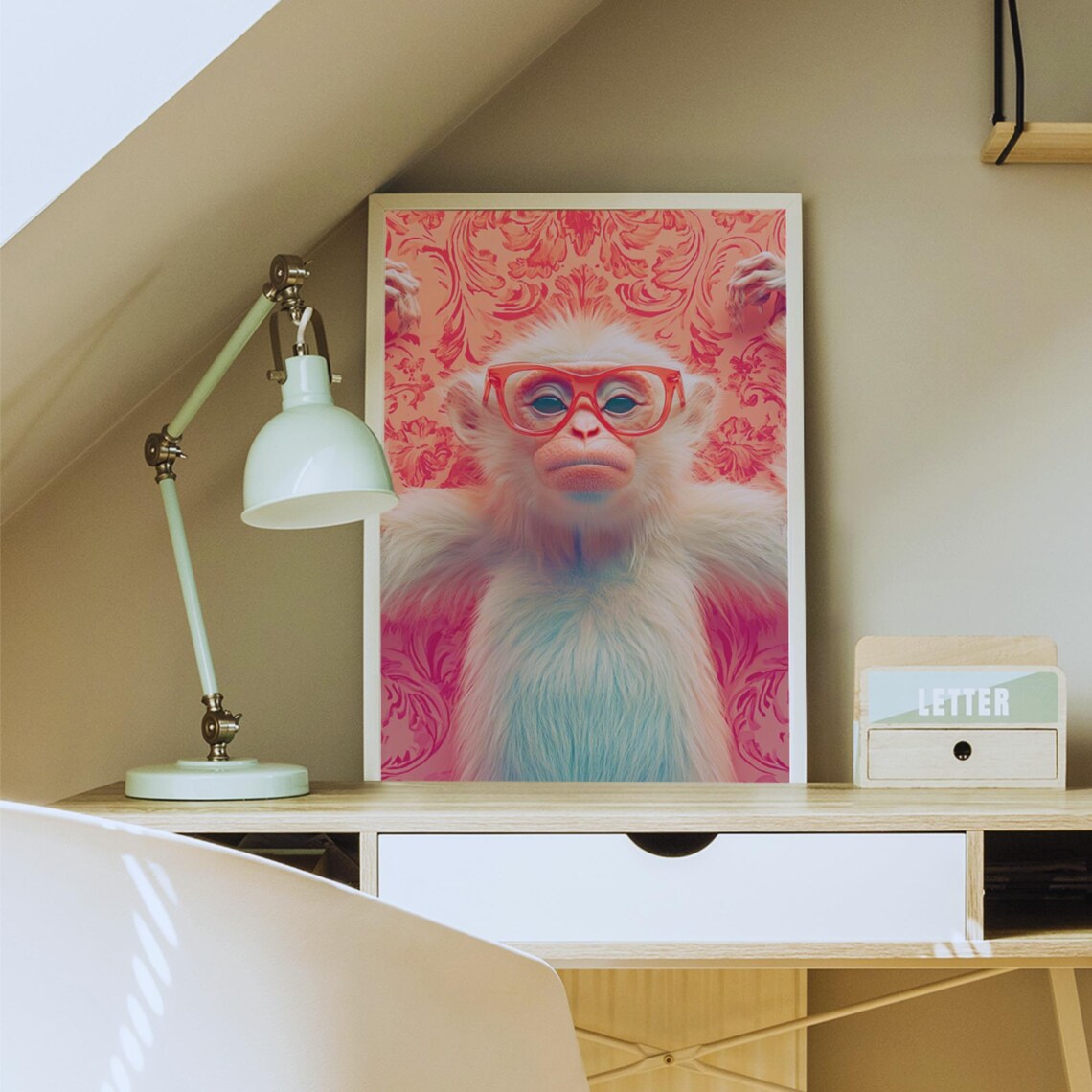 Whimsical Monkey | Digital Art Print | Animal Portrait | Stylish Wall ...