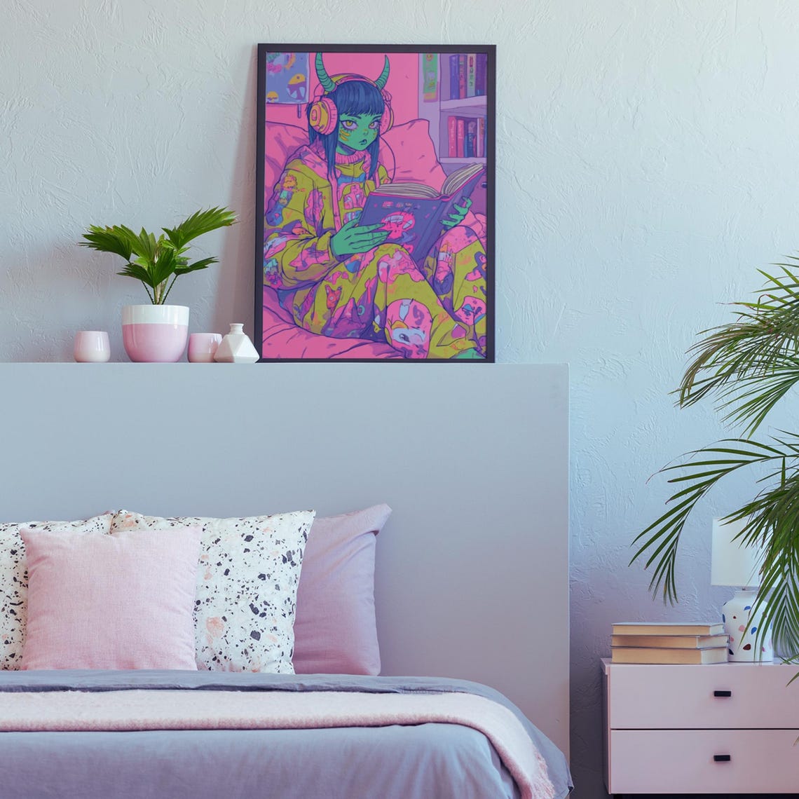 Monster Girl Wall Art | Anime Aesthetic Printable | Vaporwave Bedroom ...