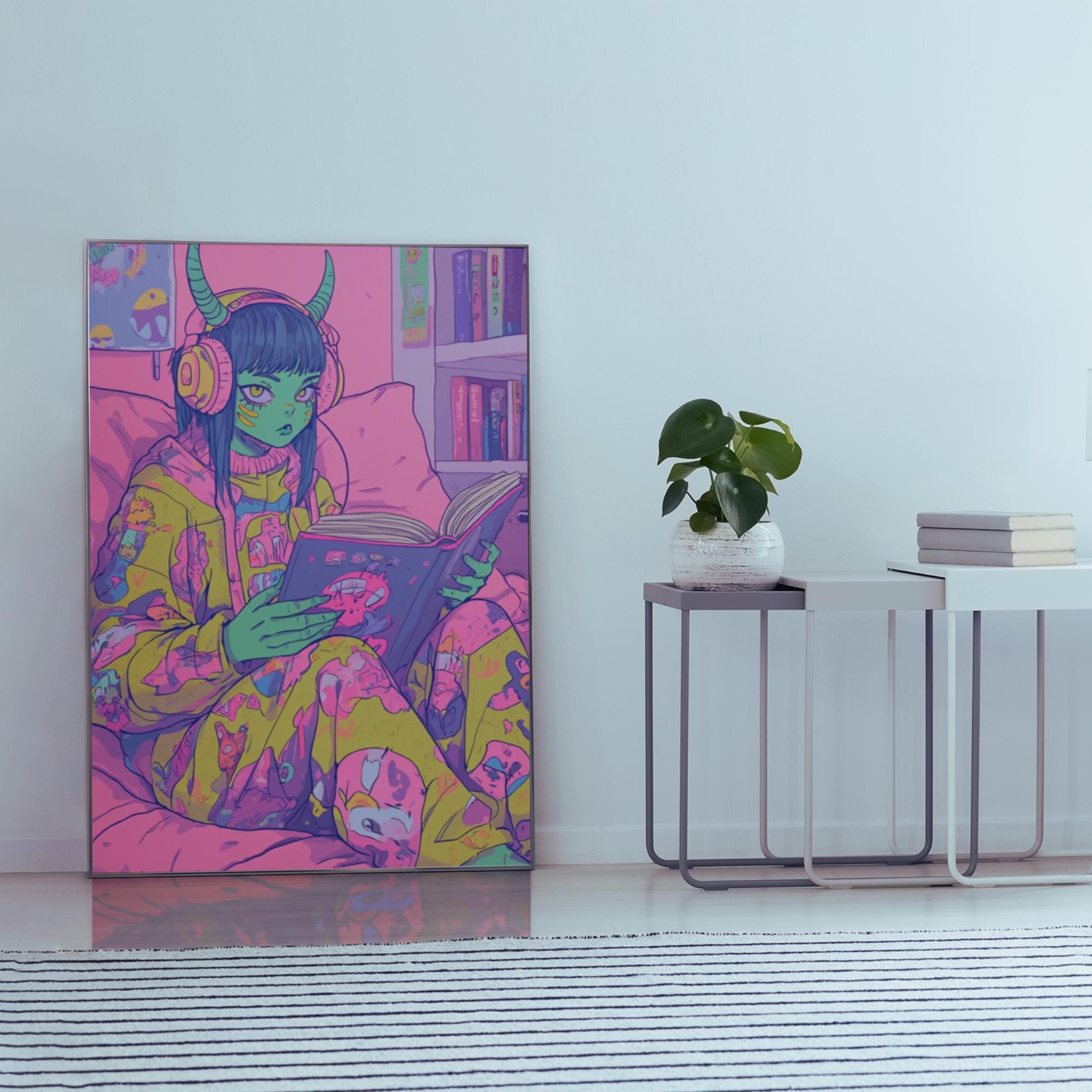 Monster Girl Wall Art | Anime Aesthetic Printable | Vaporwave Bedroom ...