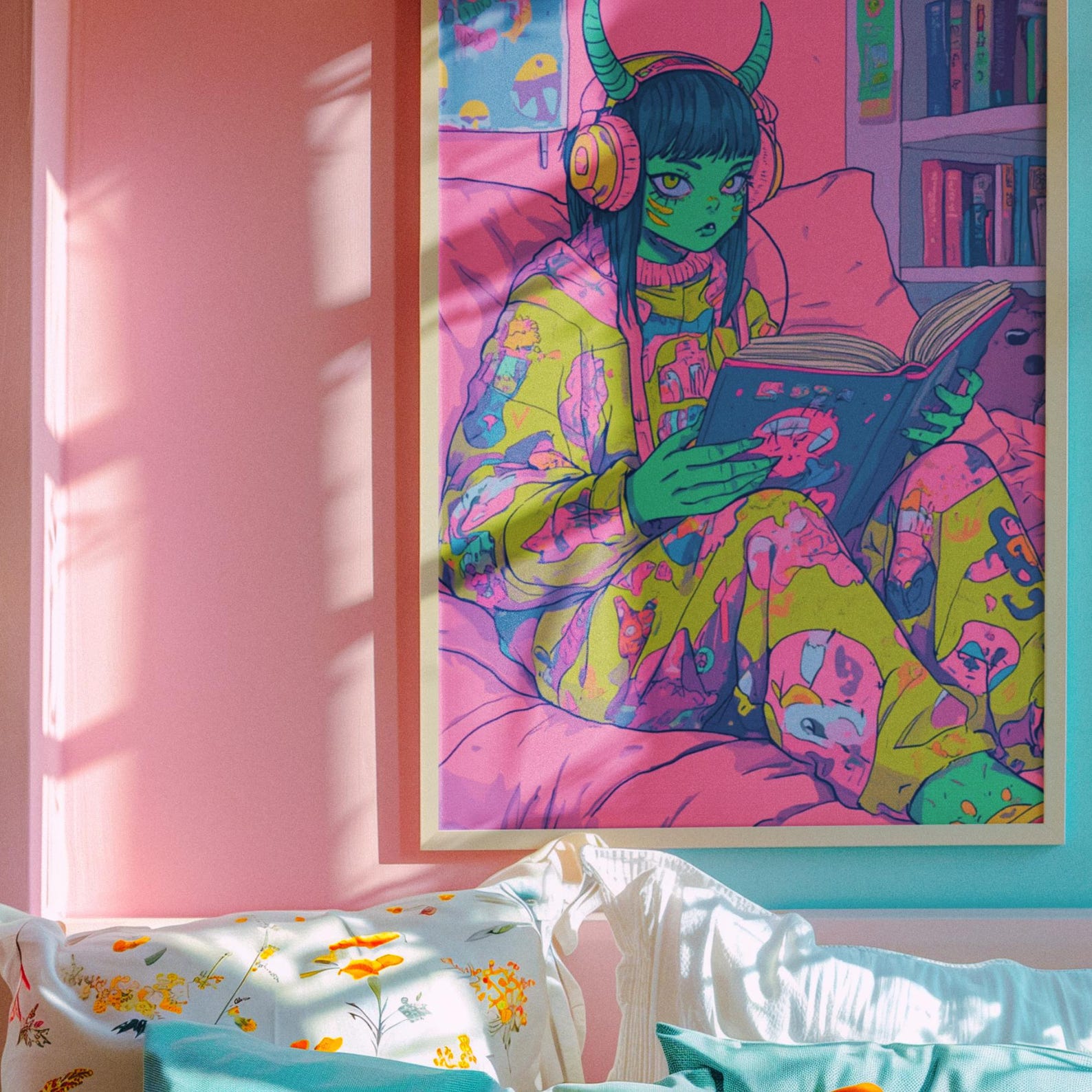 Monster Girl Wall Art | Anime Aesthetic Printable | Vaporwave Bedroom ...