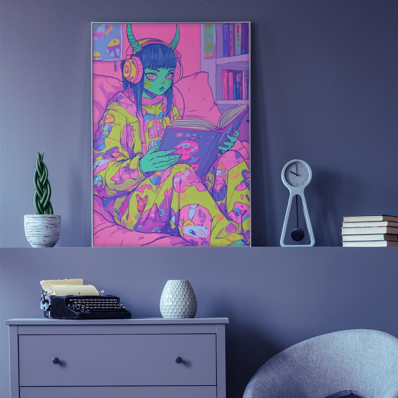 Monster Girl Wall Art | Anime Aesthetic Printable | Vaporwave Bedroom ...