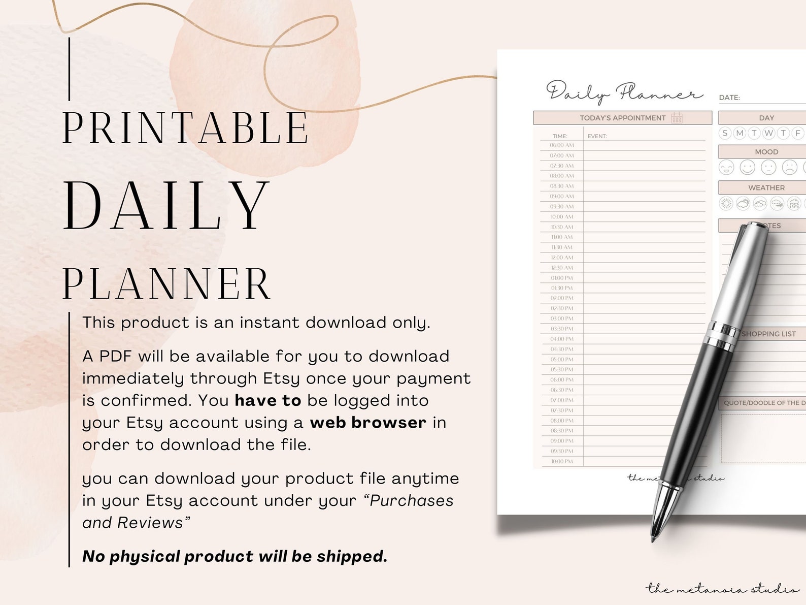 Daily Planner | Daily Printable, Daily Template, A5 Planner Printable ...