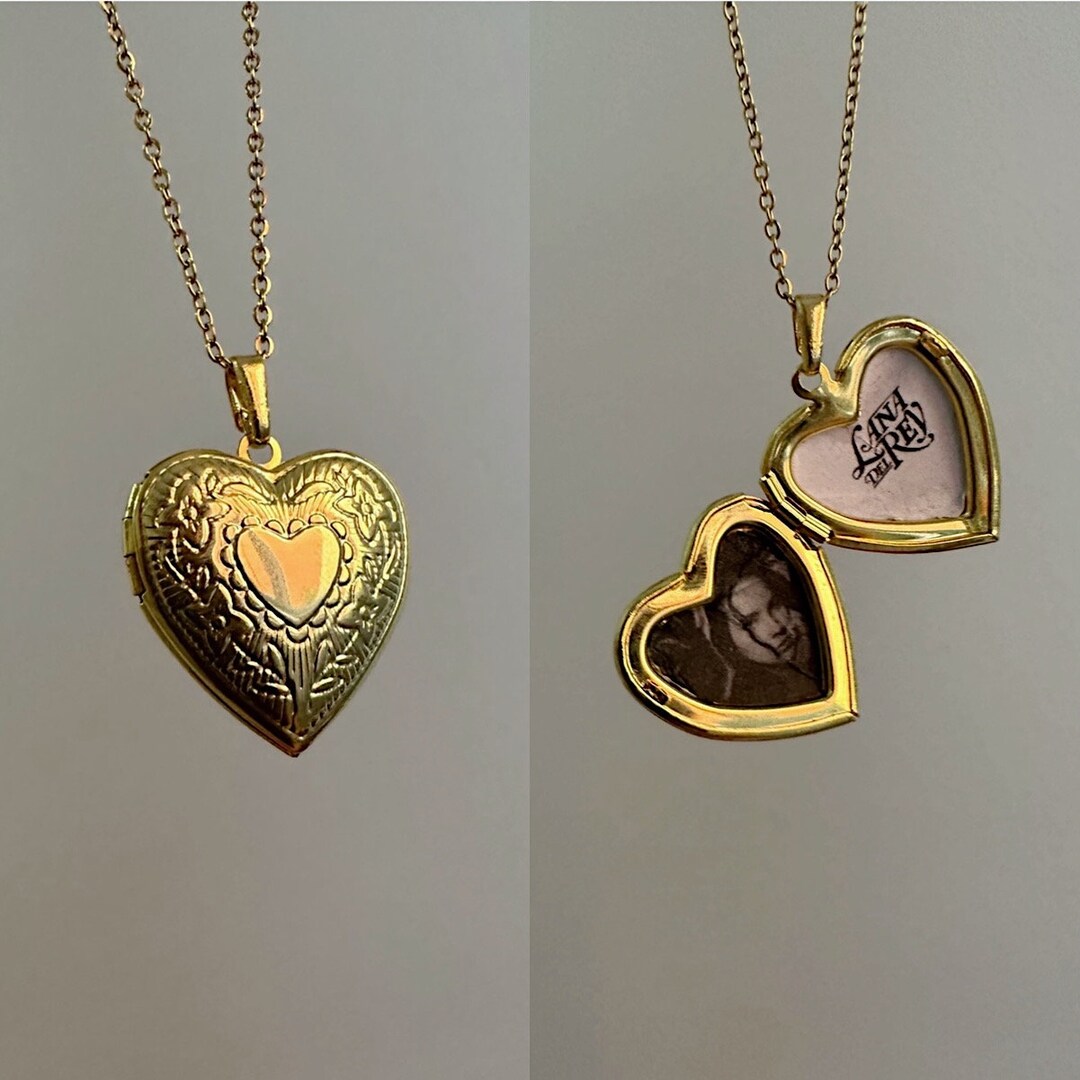 Lana Del Rey Locket Vintage Necklace, Steel Pendant Jewelry, Emerald ...