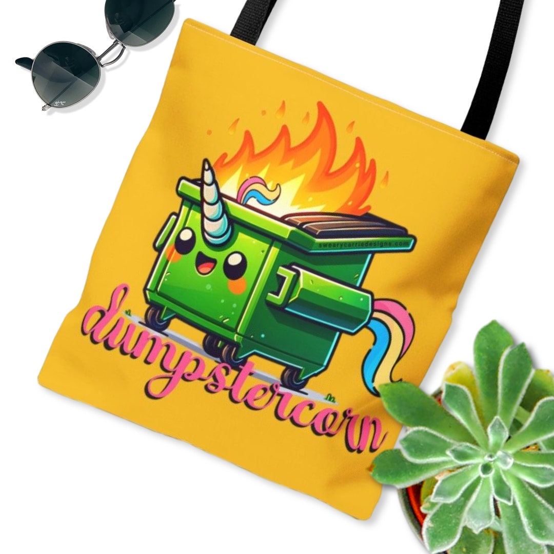 Cute Unicorn Kawaii Dumpster Fire Reusable Tote Bags Mythical Creature ...