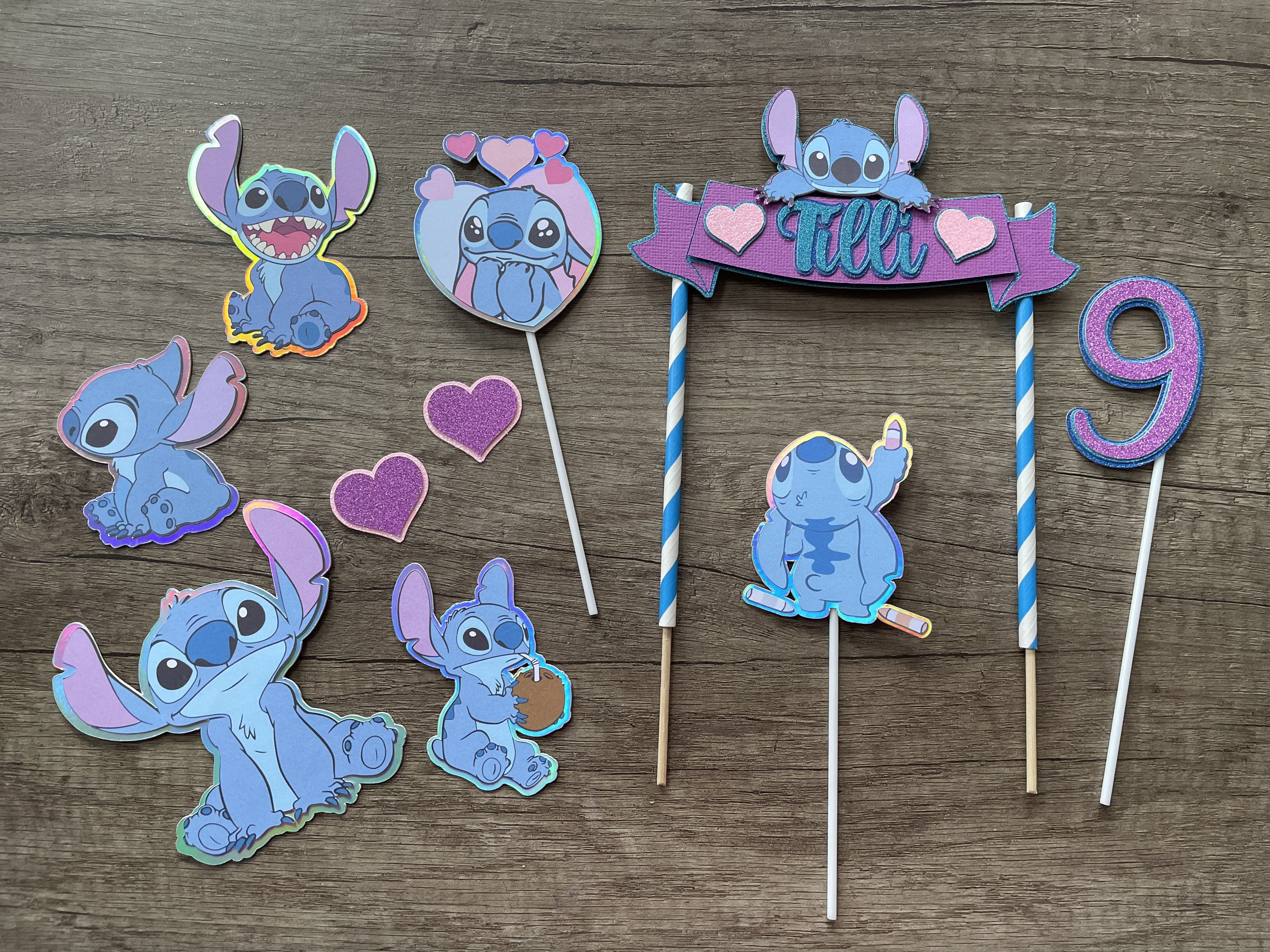 Stitch Inspired Cake Topper Set Personalised Stitch Cake - Etsy UK