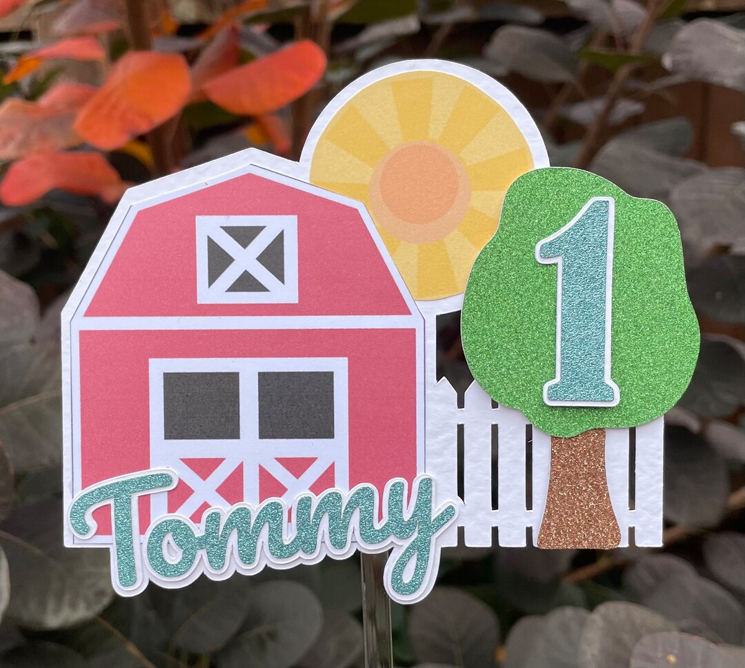 Farm Cake Topper Farm Barn Personalised Farm Cake Topper - Etsy
