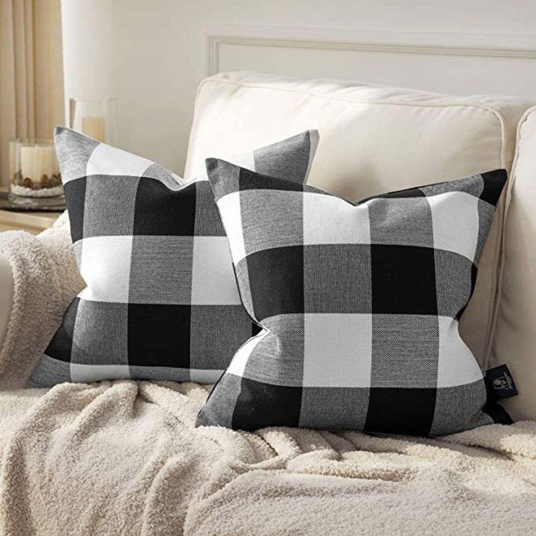 2 Pack Buffalo Check Plaid Throw Pillow Covers Outdoor Indoor Throw ...